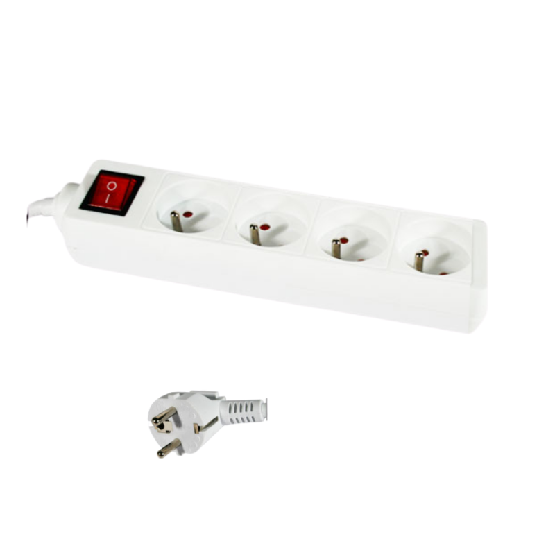 Regleta de 4 tomas con interruptor BLANCO - SILAMP | Leroy Merlin