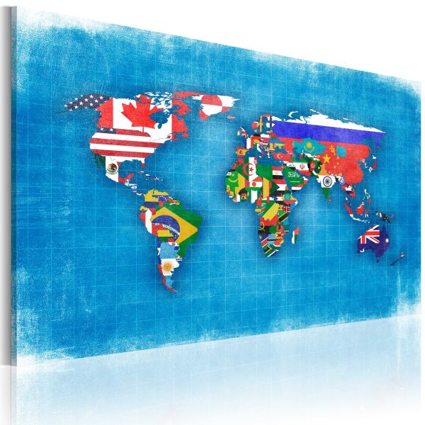 Tableau Cartes du monde Drapeaux du monde : Taille - 90 x 60 cm | Leroy ...
