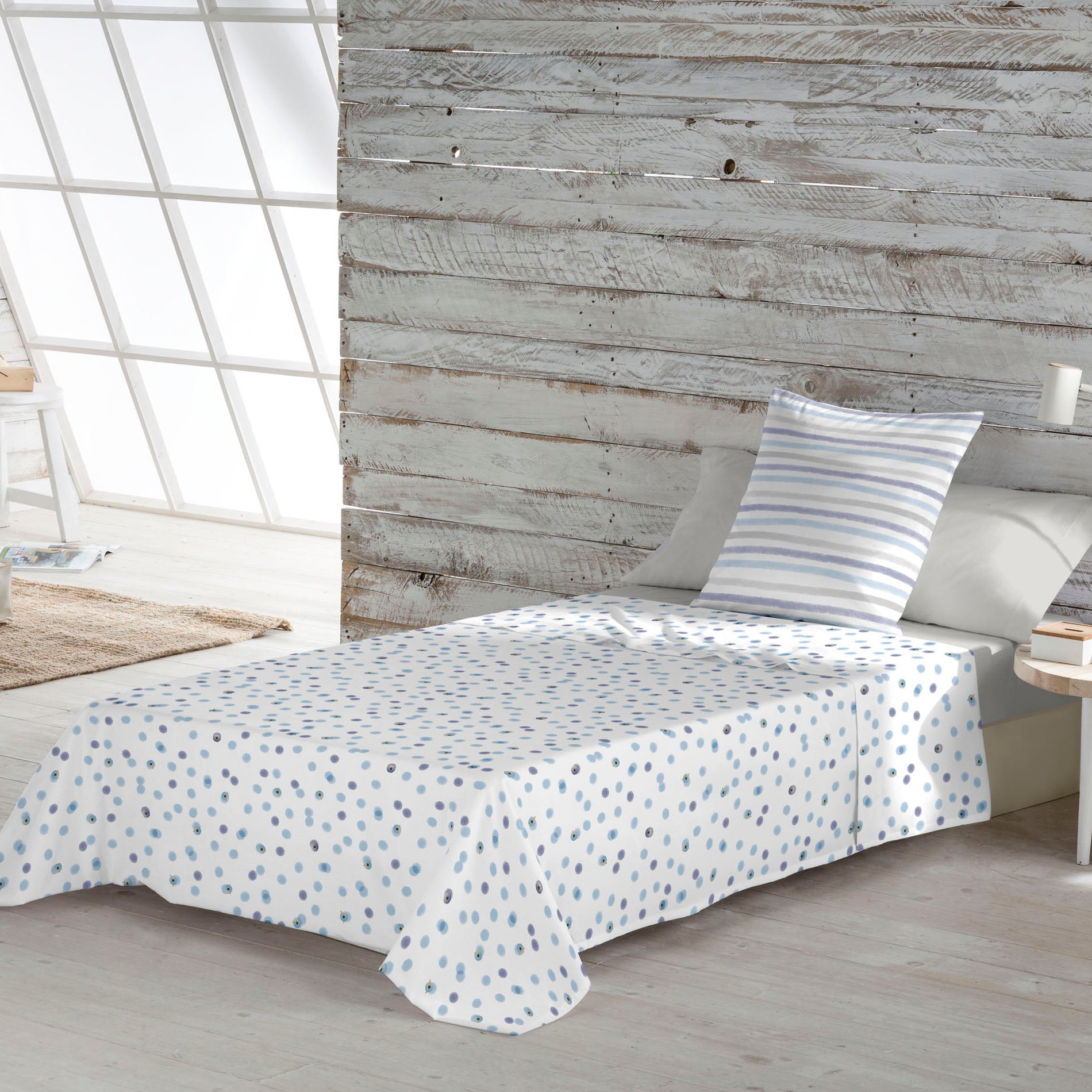 ENSEMBLE DE DRAPS DE LIT ISIS BLEU 100% COTON 90 | Leroy Merlin