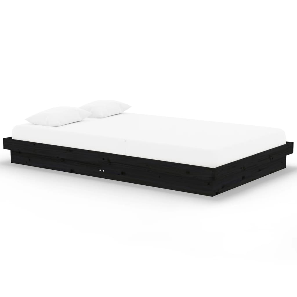 Lit double | Lit adulte | Cadre de lit Noir Bois massif 120x200 ...