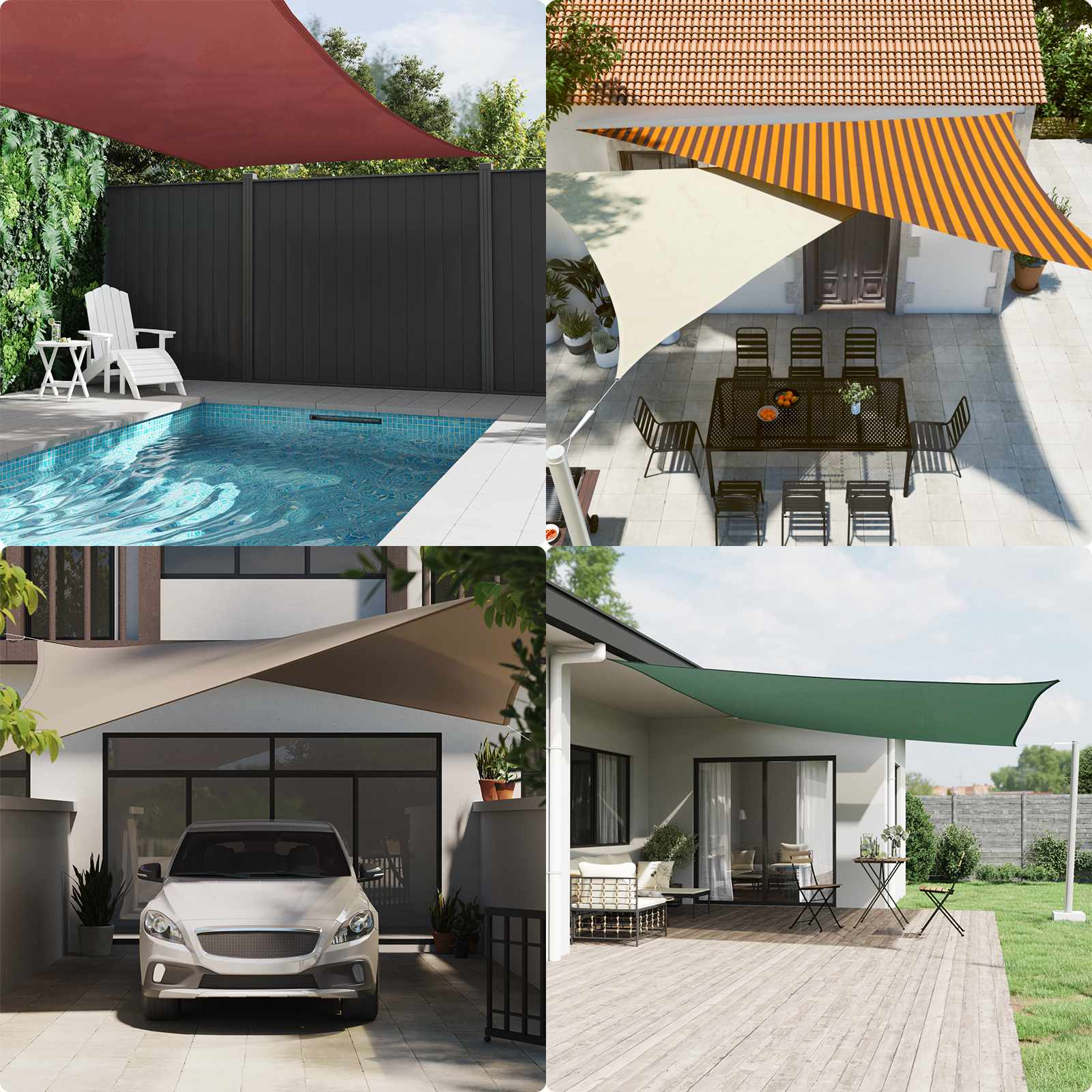 Toldo Vela de Sombra Naranja y Marrón 2,5 x 2,5 x 3,5 m | Leroy Merlin