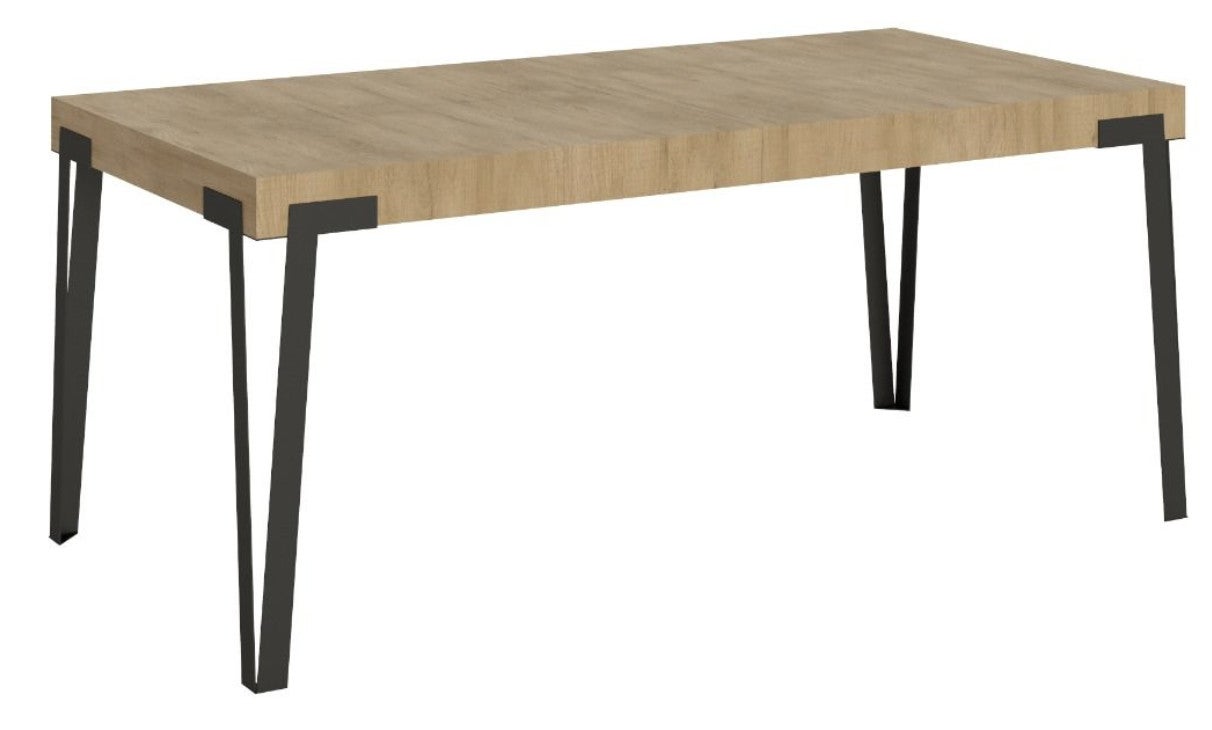 Table rectangulaire 180cm chênes clair et pieds métal anthracite Konta | Leroy Merlin