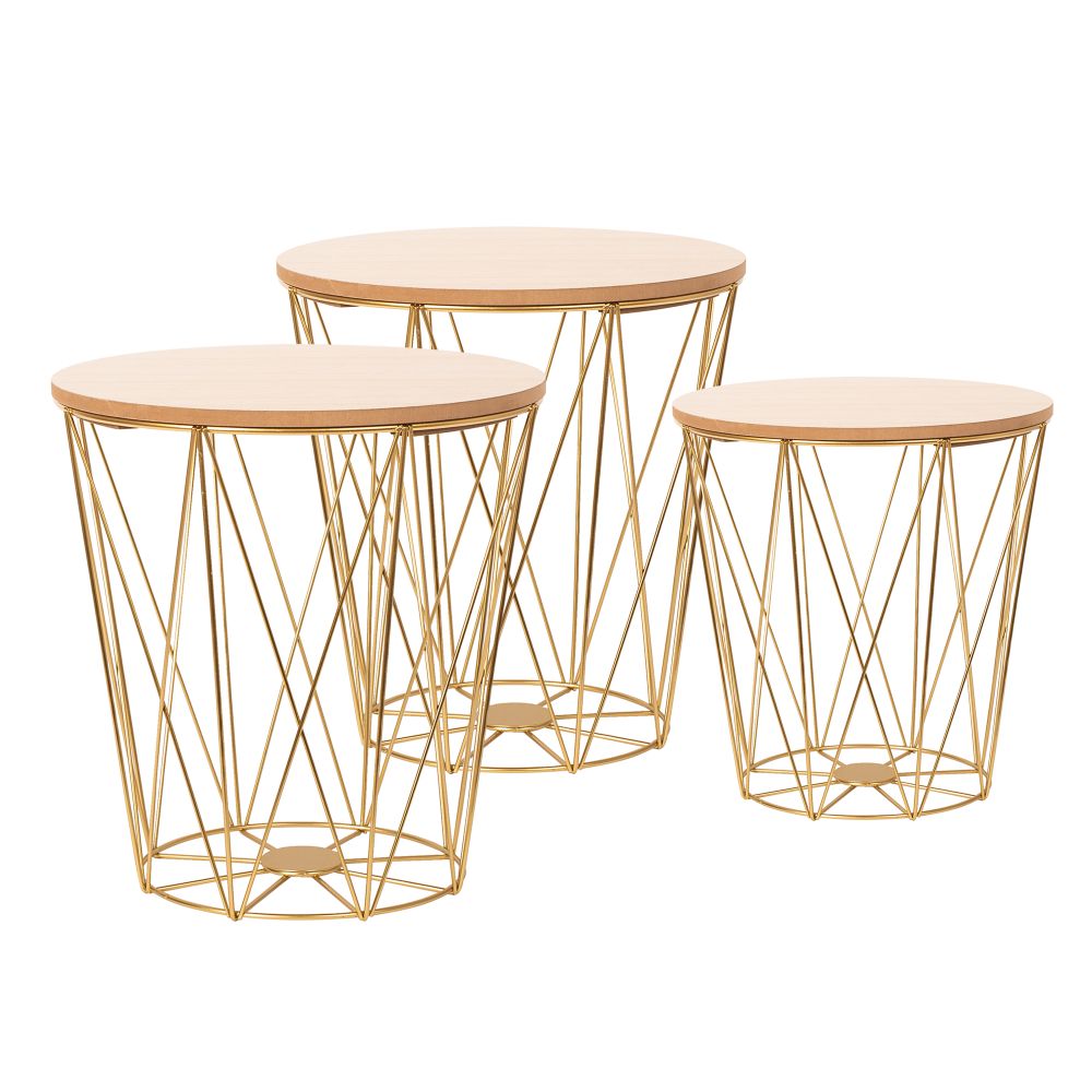 Ensemble de trois tables basses en fil métallique TWINS or | Leroy Merlin