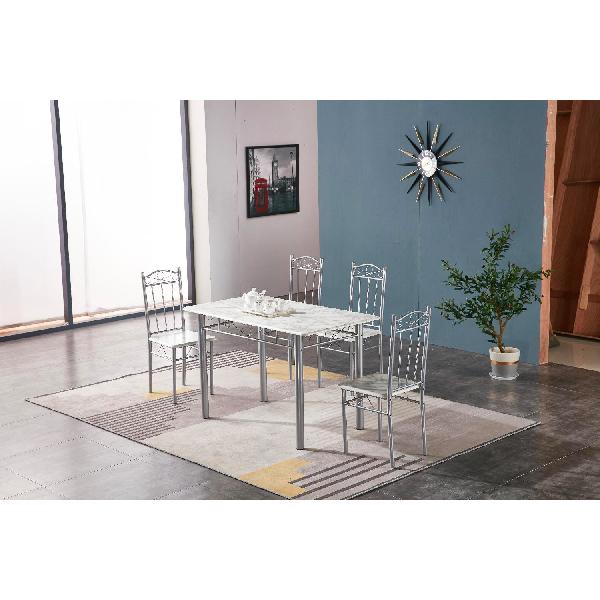 MEUBLE TABLE AVEC 4 CHAISES 120X70 CM EFFET MARBRE | Leroy Merlin