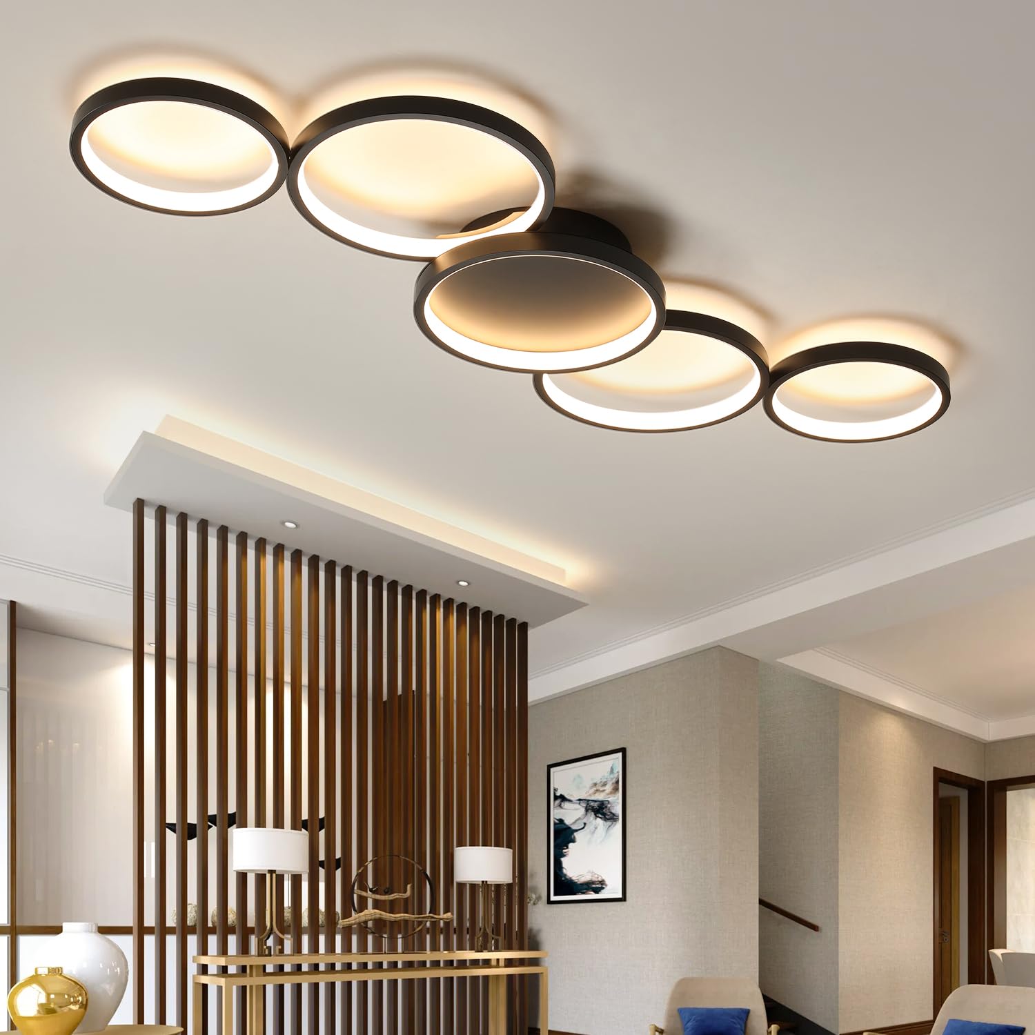 Lámpara de techo LED, iluminación moderna para sala de estar, 5 llamas ...