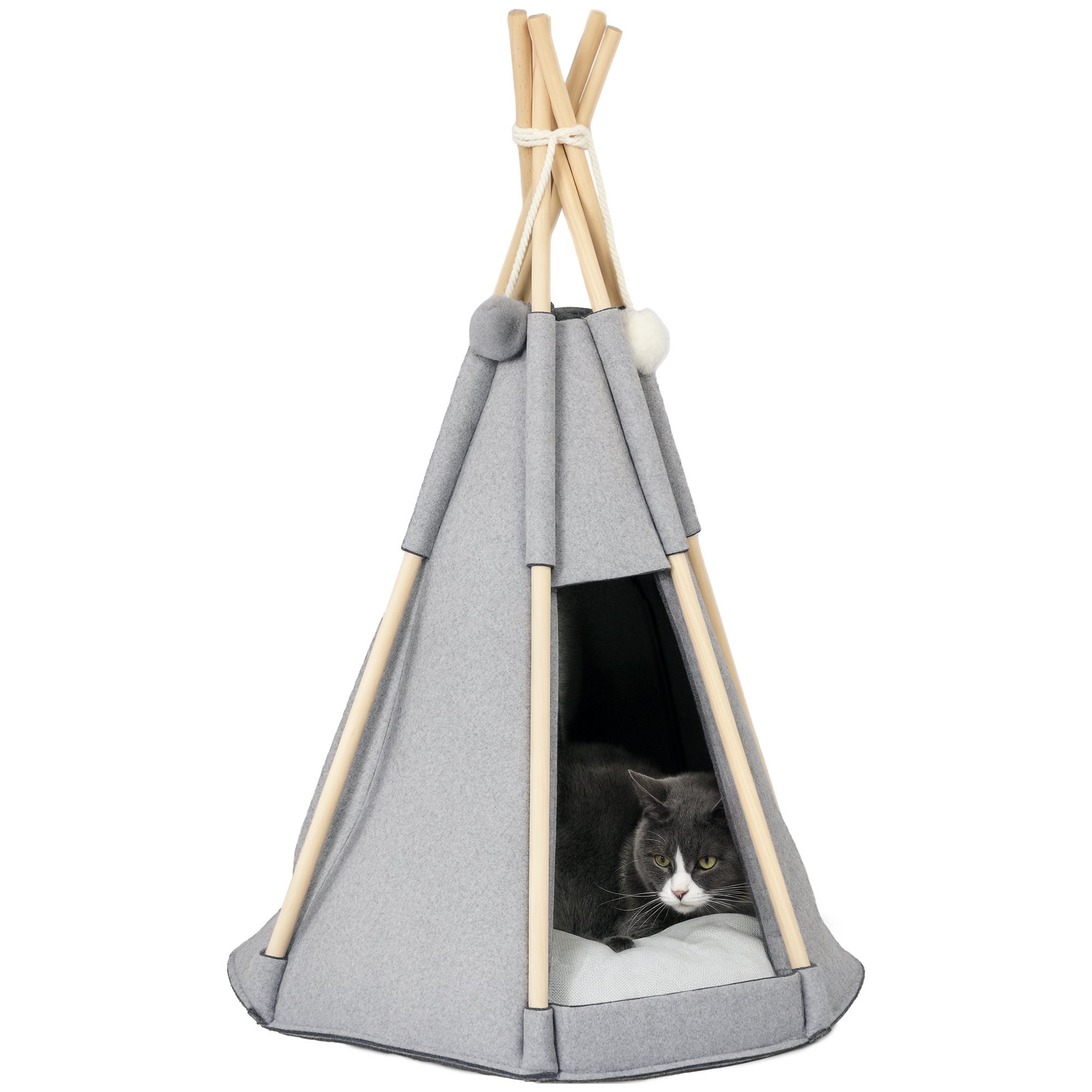 Tente tipi pour animaux teepee chat ou chien coussin épais 2 pompons ...