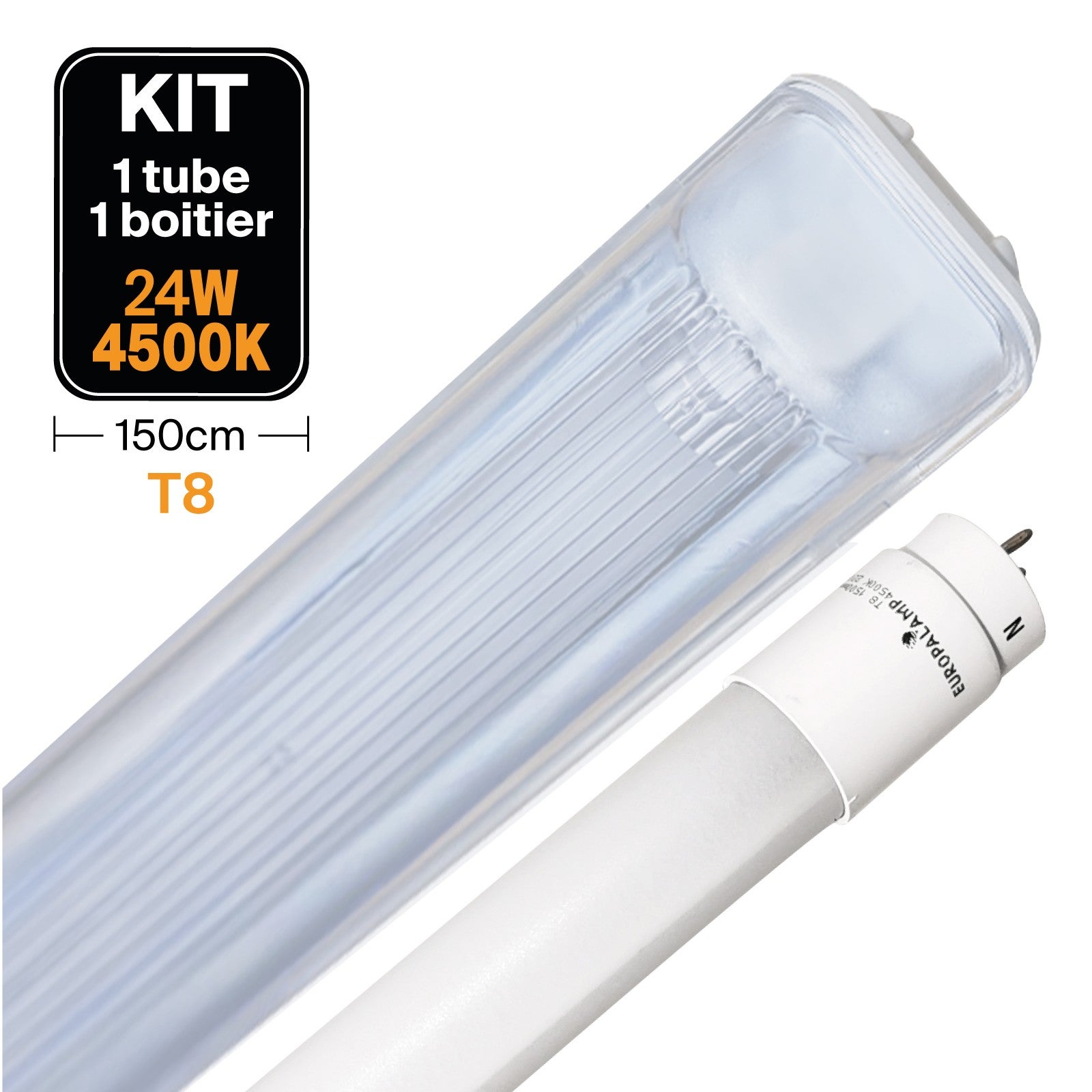 Kit Tube LED T8 18W + Boitier Etanche 120cm | Leroy Merlin