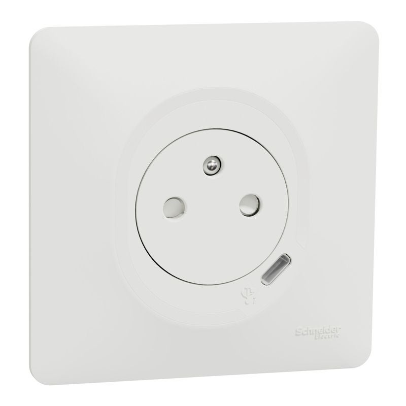 Prise de courant avec USB Ovalis Schneider Electric - Encastrée -16A ...