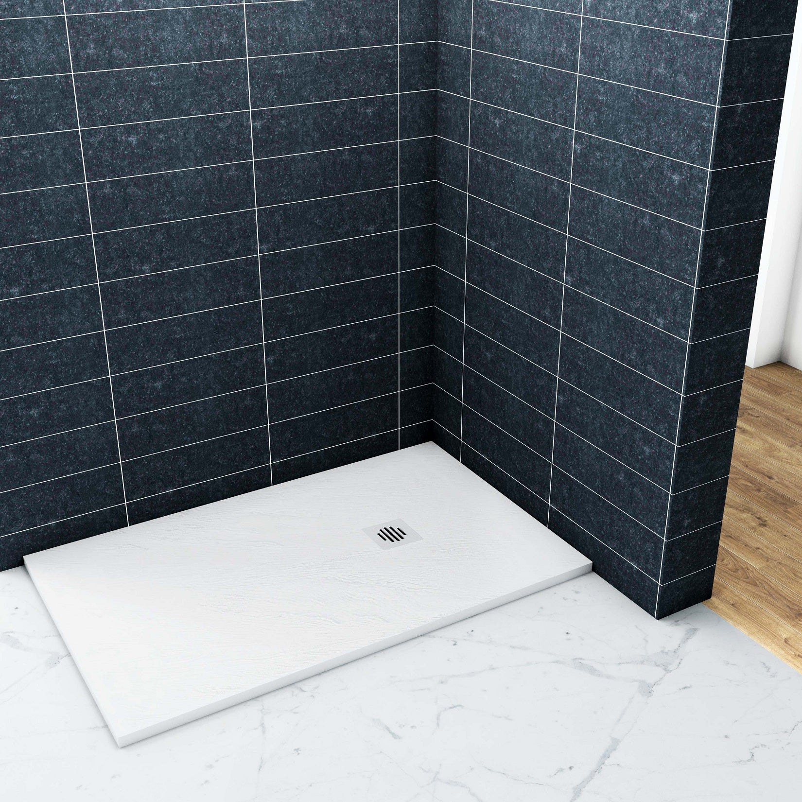 Receveur de douche L.120 x l.90cm blanc - Extra plat - En résine ...