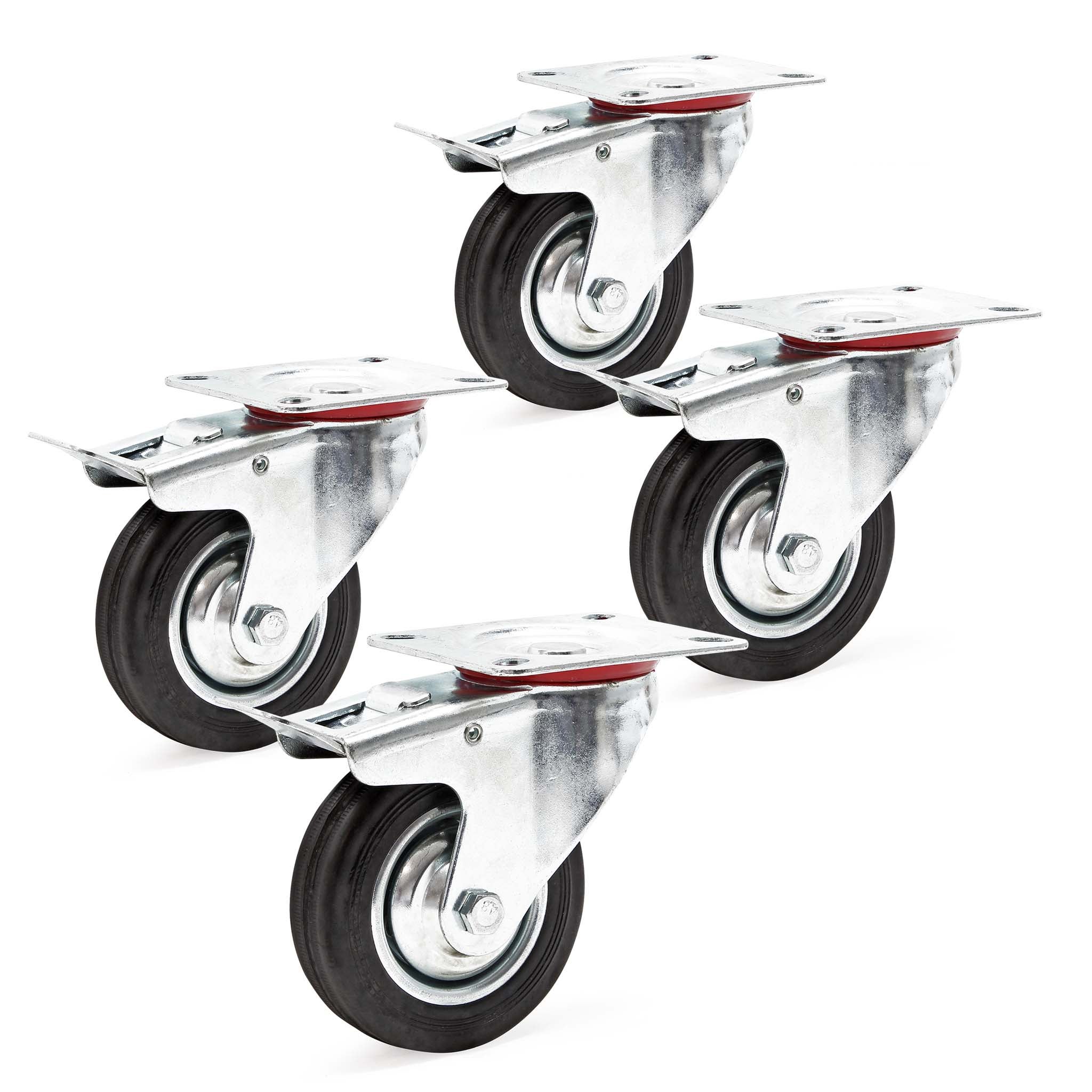 Juego de 4 ruedas giratorias con doble freno 100 mm ruedas de muebles ...