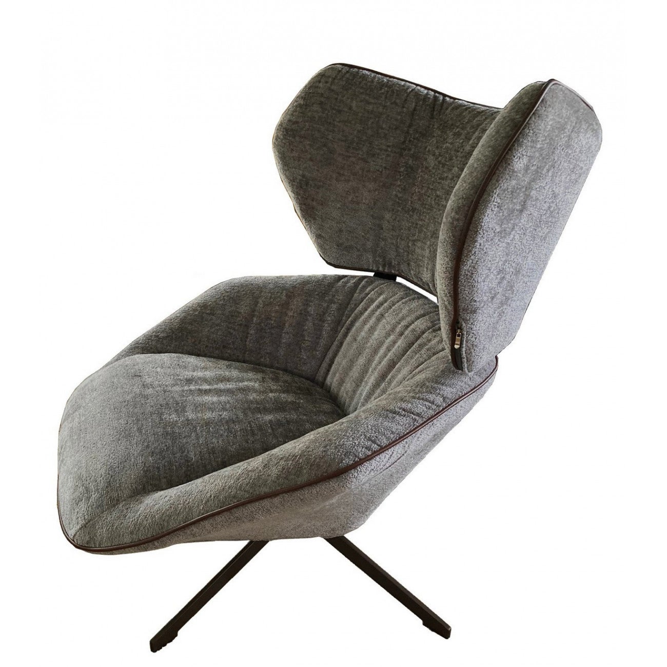 CARLTON - Fauteuil rotatif confortable en velours gris | Leroy Merlin
