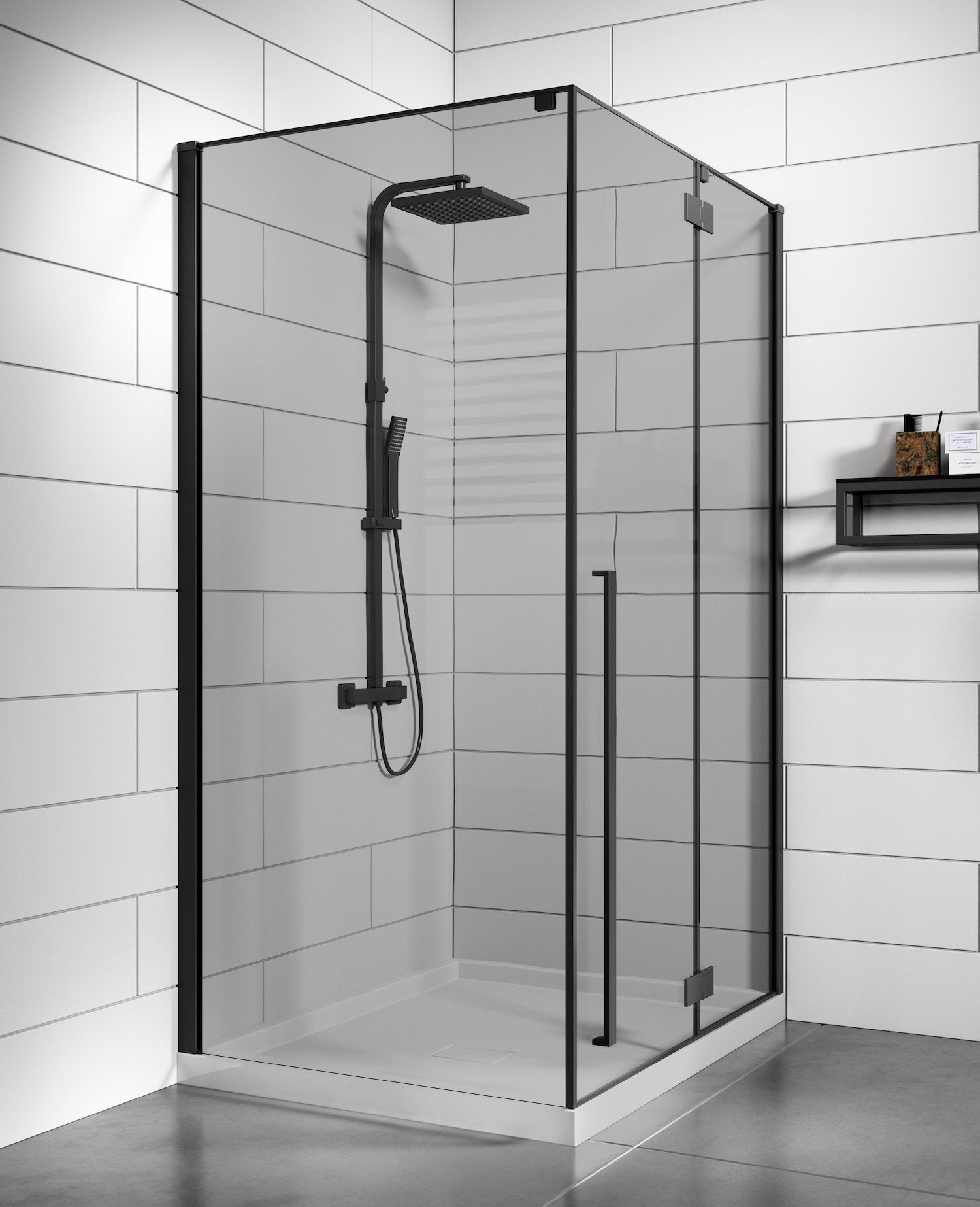 Cabine de Douche Vancouver - 90 x 120 x 190 cm - Noir - 6 mm noir ...