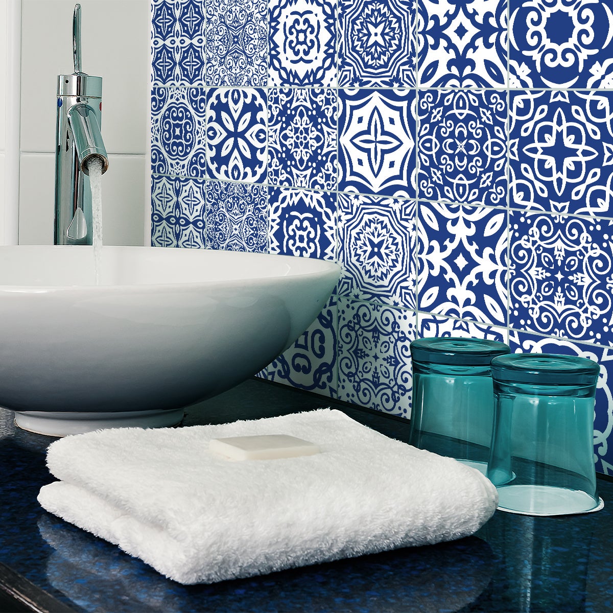 Sticker Mural Carrelage adhésif Cuisine Salle de Bain - 9 STICKERS ...