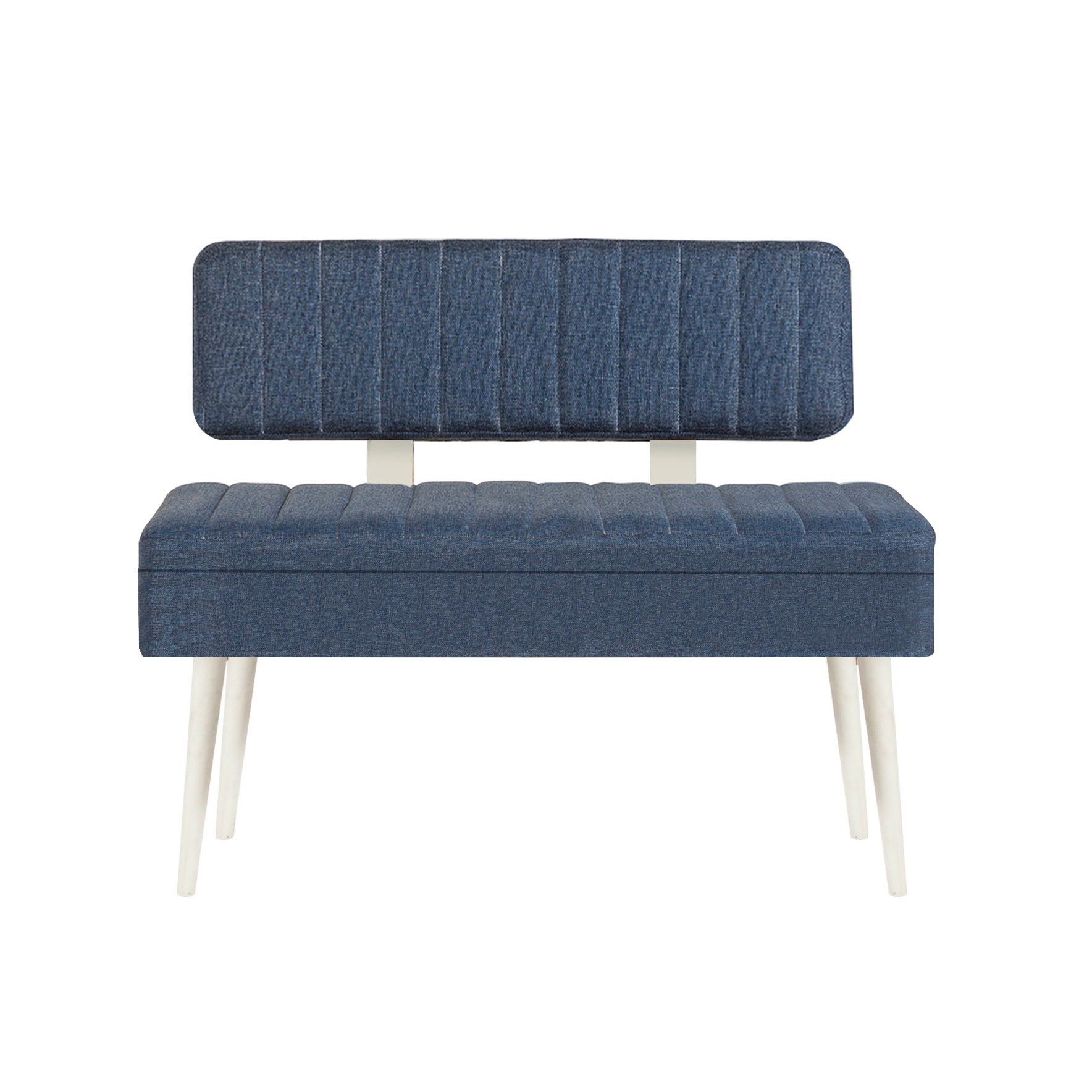 Banquette-coffre capitonnée avec dossier L105cm Molva Bois Blanc et ...