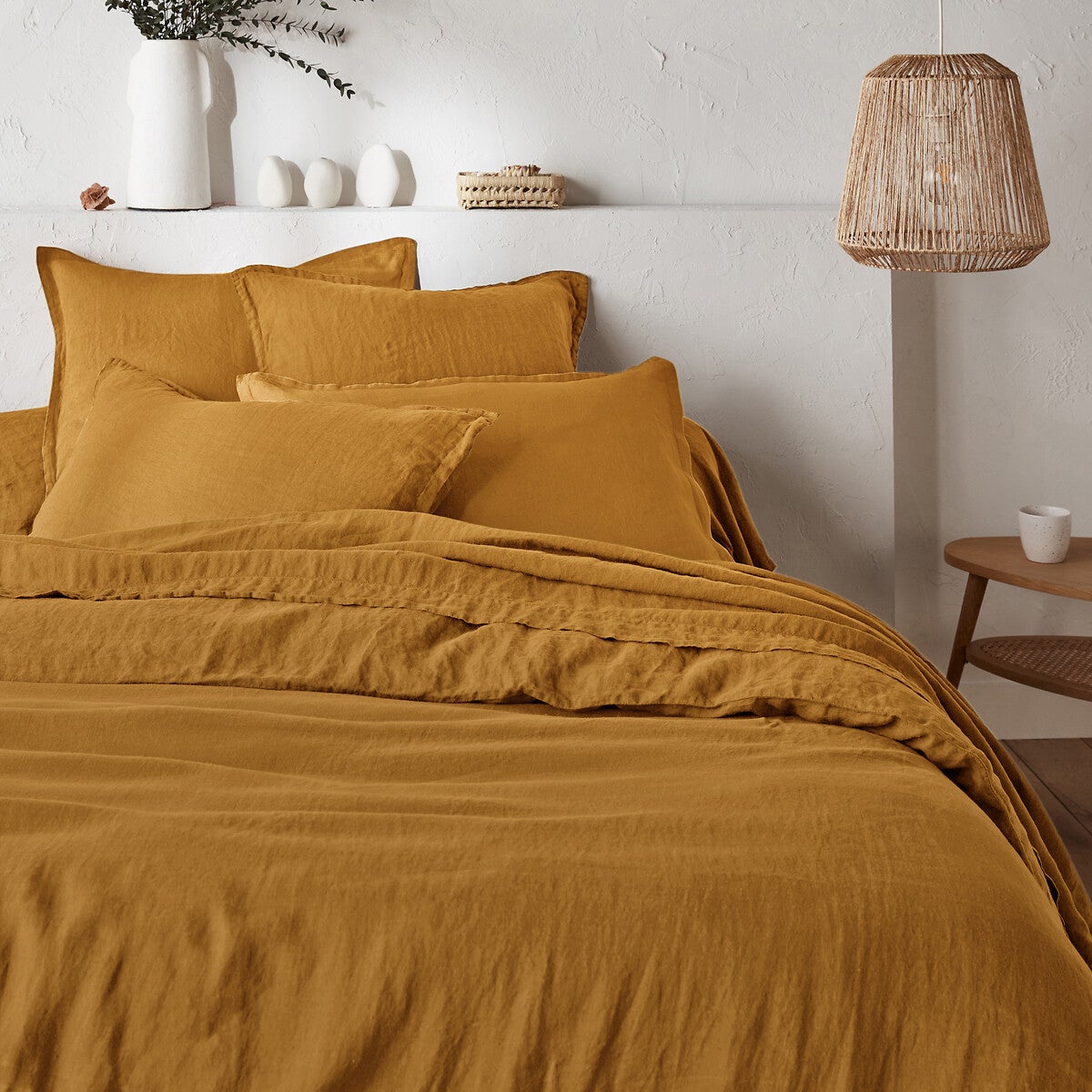 Housse de couette en lin lavé, Linot - Kaki doré - 200 x 200 cm | Leroy ...