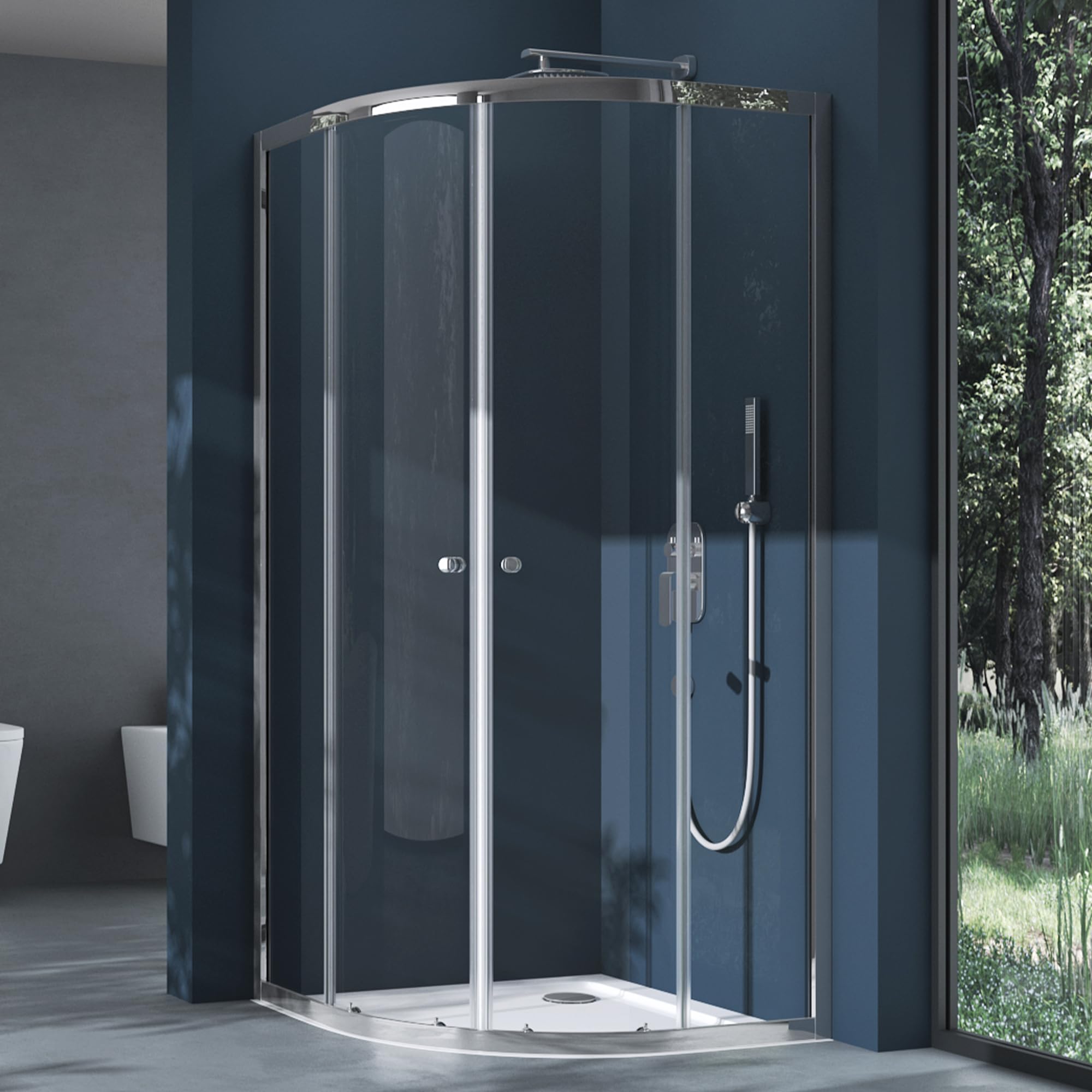 Doporro Cabine de Douche avec Bac à Douche Blanc Portes Coulissantes ...