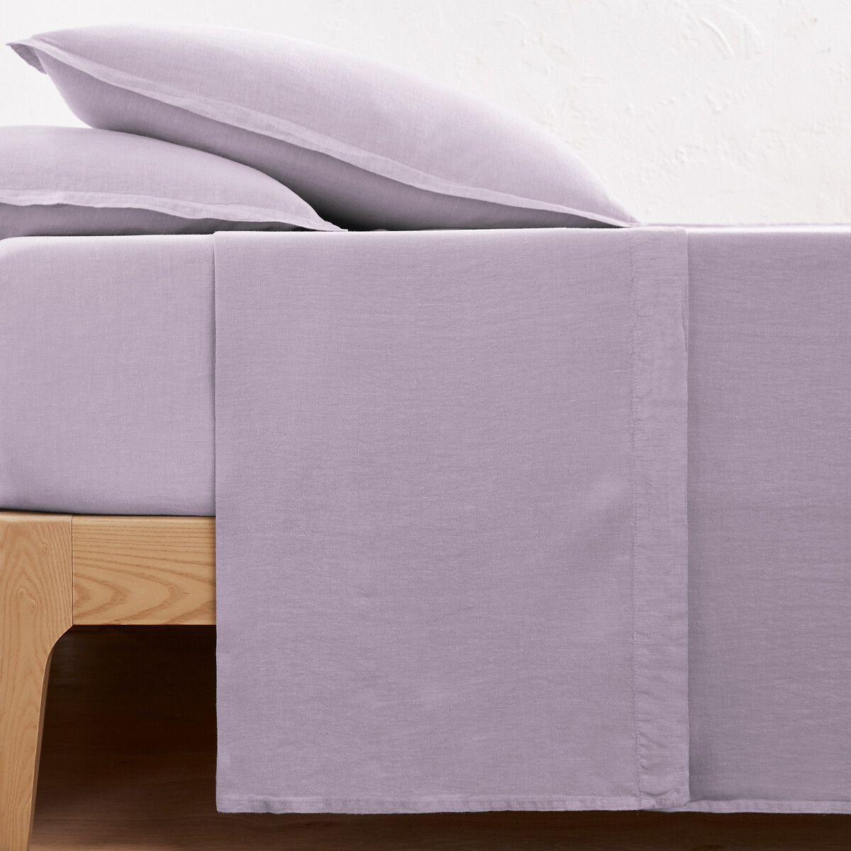Drap plat uni en lin lavé, Linot - Lilas - 270 x 290 cm | Leroy Merlin