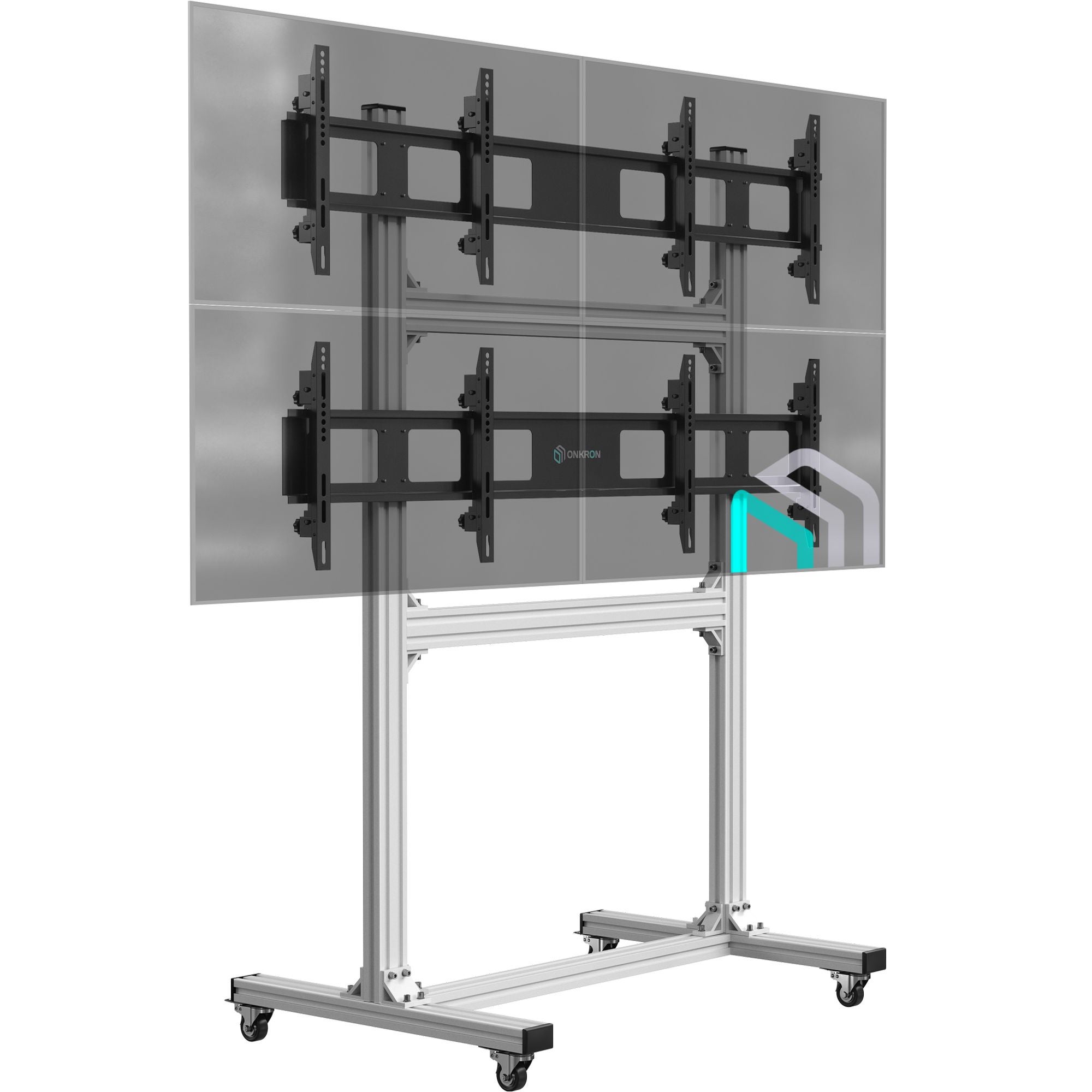 ONKRON Support Mobile en Aluminium pour Mur Vidéo, 4 Écrans de 43-55 ...
