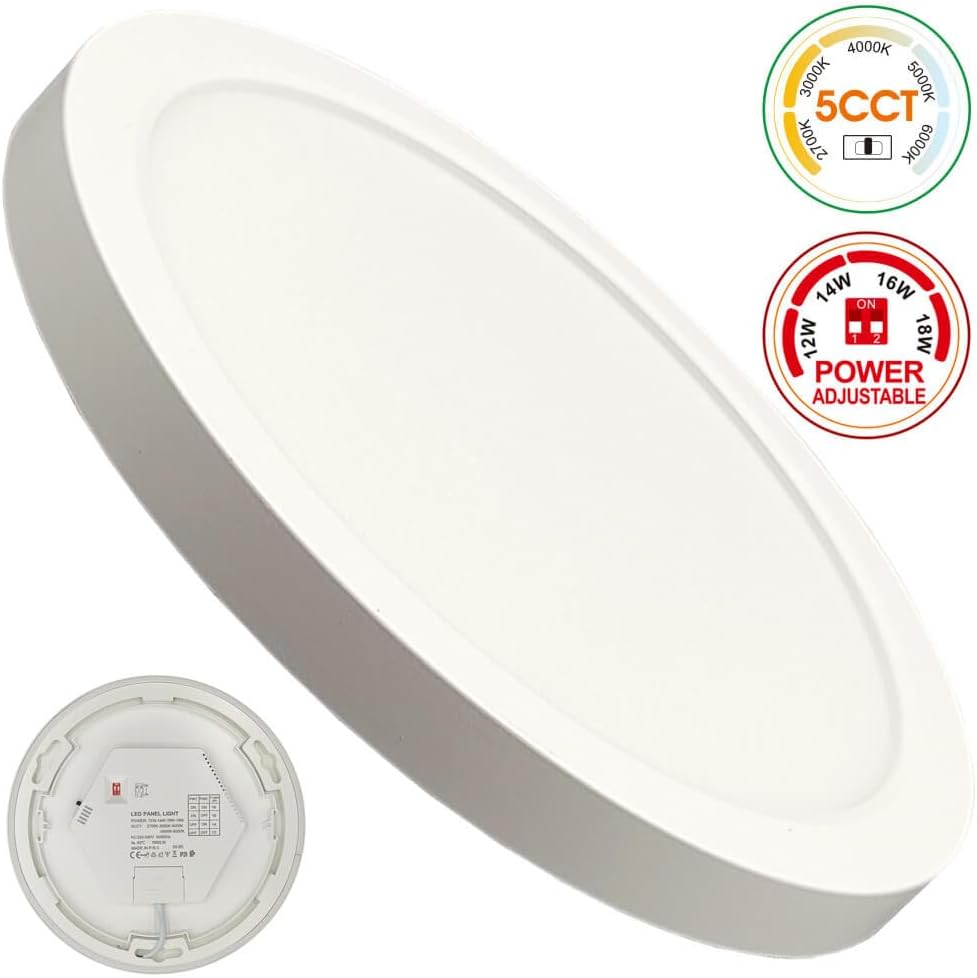 Plafon Led Techo Circular Blanco 230mm, 18W, 2160Lm, Lampara Superficie ...