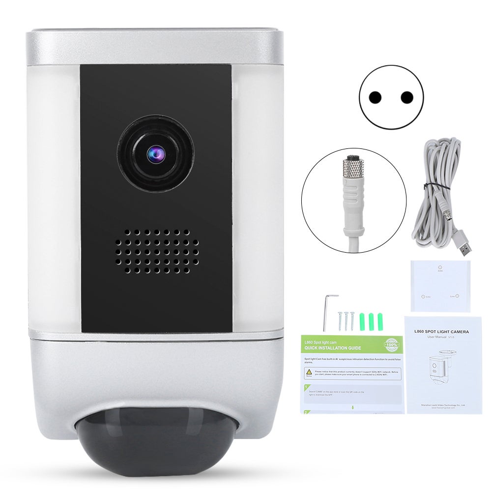 Caméra wifi freecam l860 1080p avec projecteurs, vision nocturne, audio ...