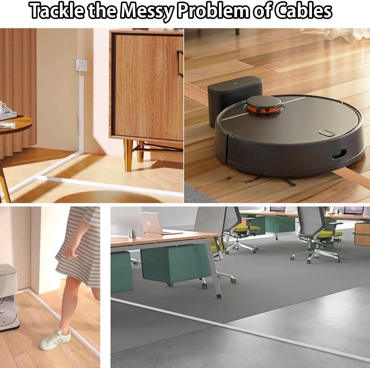 Passe Cable Sol Cache Fil Électrique Sol Auto-Adhésif 1M x 50mm Petit ...