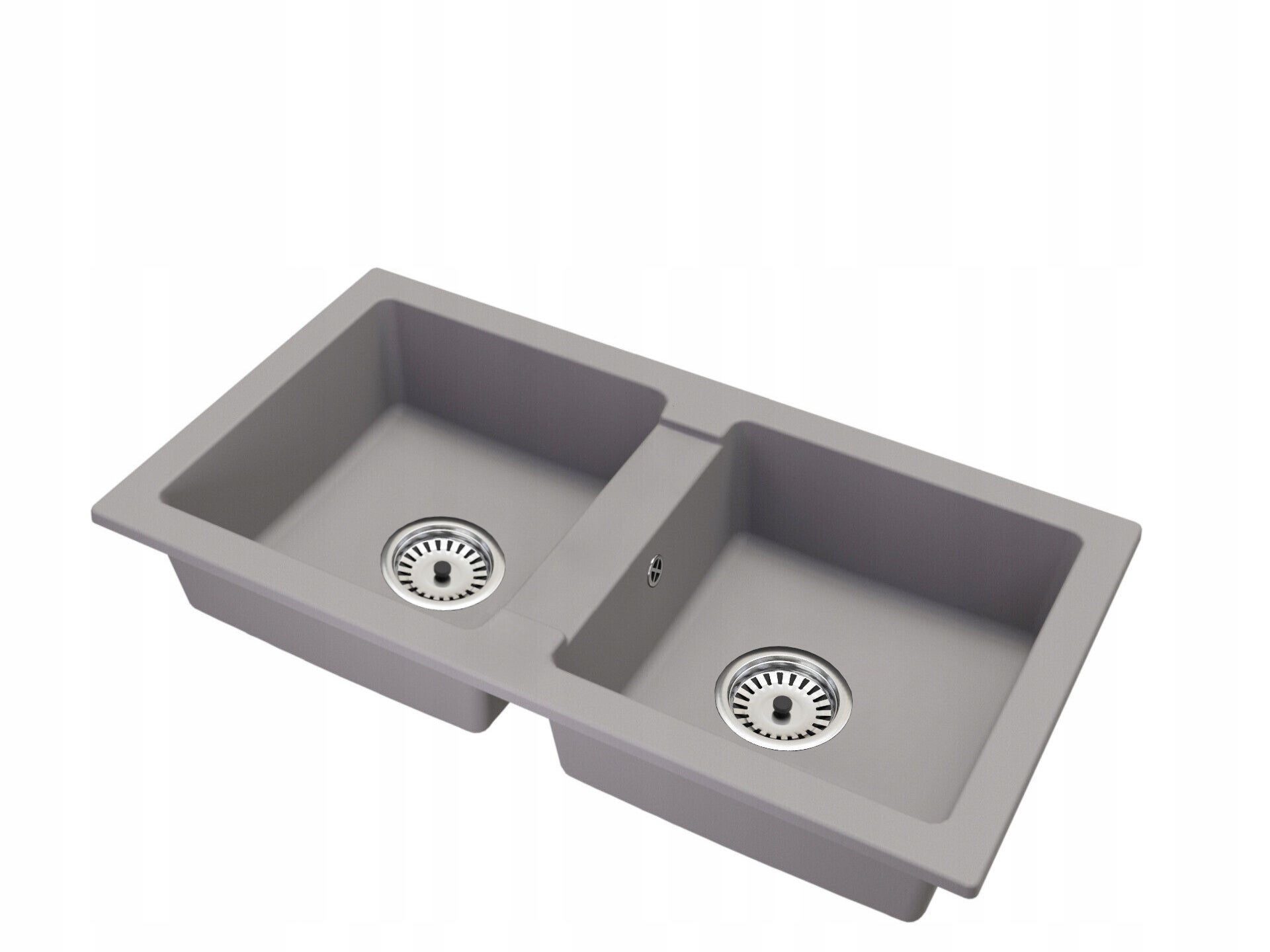 Fregadero Cocina Gris 43,6x82cm, Fregadero Granito 2 Senos + Sifón ...