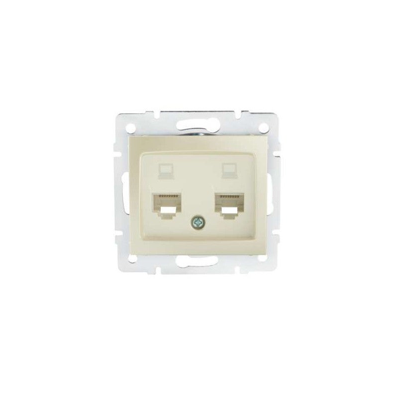 Double Prise Réseau Ethernet RJ45 CAT5e Encastrable DOMO Blanc Perlé ...