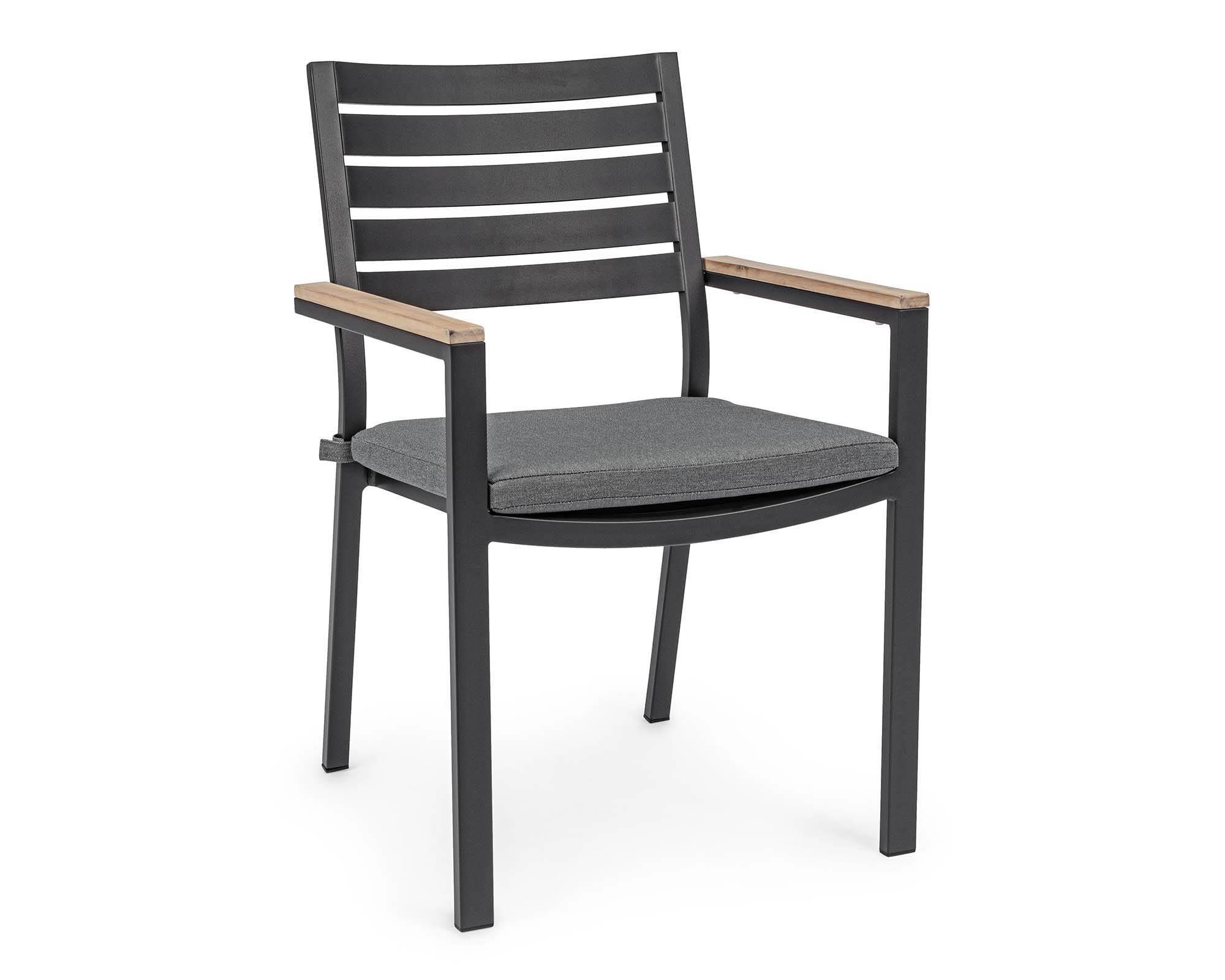 Chaise Avec Accoudoirs Et Coussin Belmar Naturelanthracite En