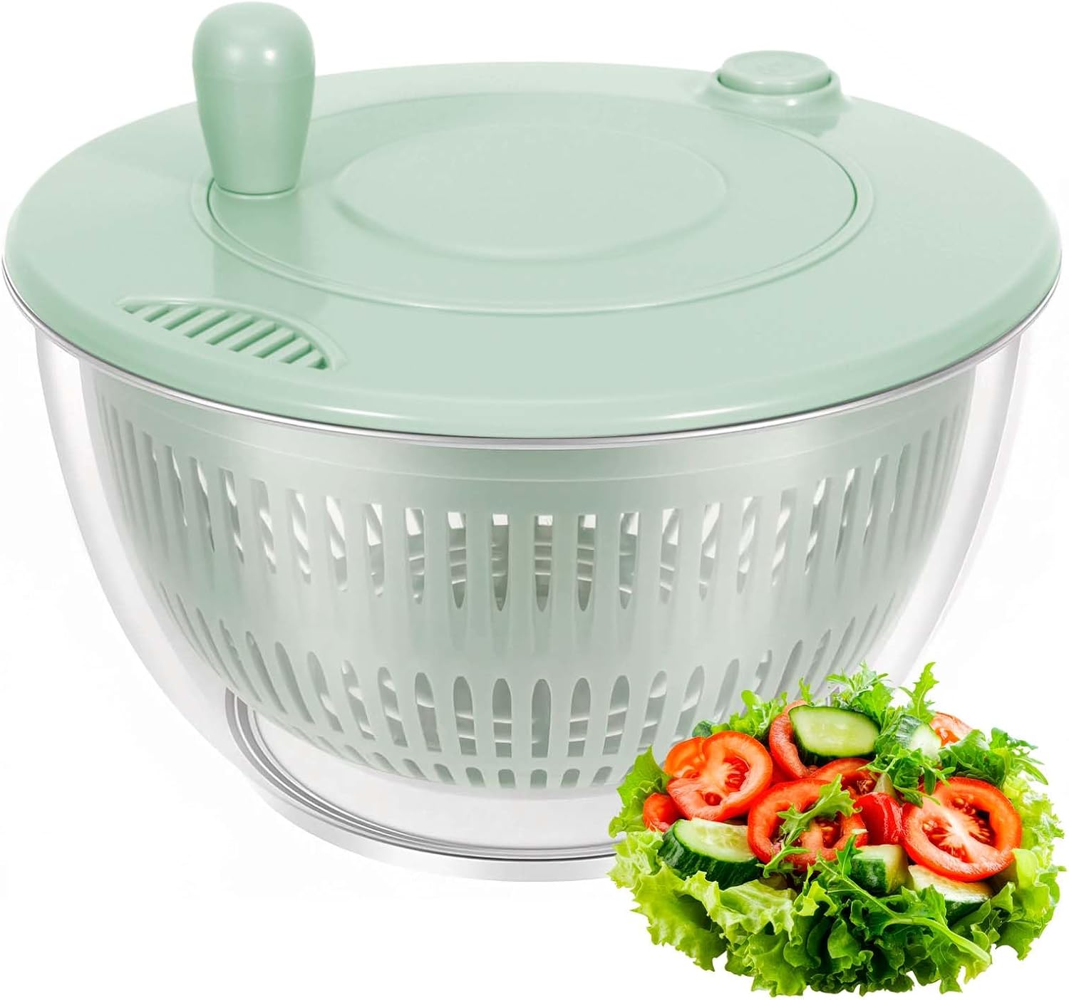 Essoreuse à Salade, Salad Spinner, Panier a Salade,sans BPA en Plastique, Vert/Transparent ...