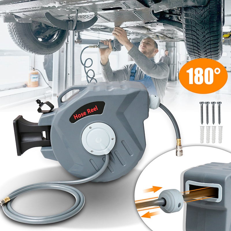 Dévidoir enrouleur de tuyau à air comprimé 20m - fixation murale ...