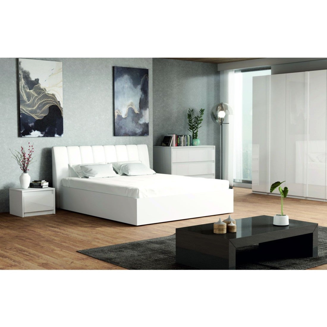 Ensemble chambre VERONA : Lit 180 cm, commode 3 tiroirs, tables de ...