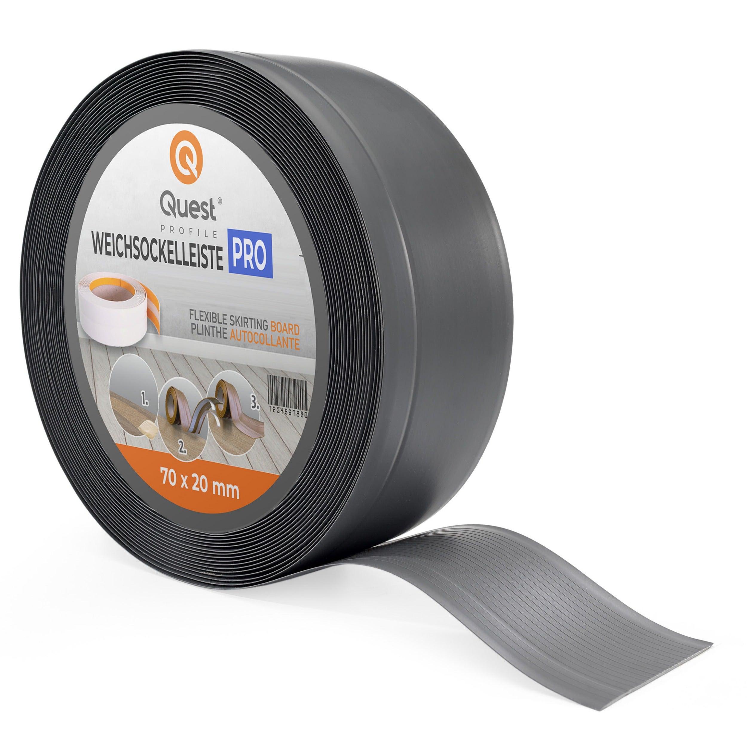 QUEST Rodapié PVC 70x20mm, 25m, rodapiés blando, zócalo profesional ...