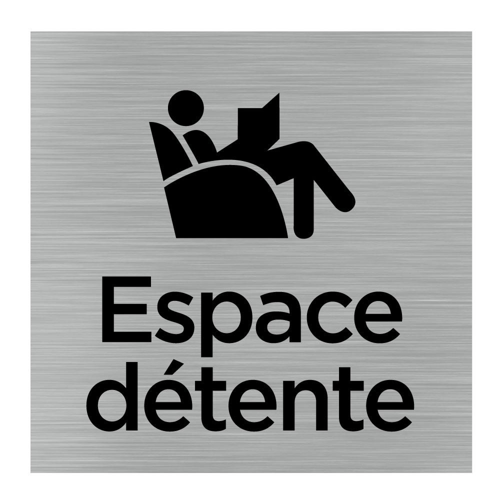 Plaque de porte carré pictogramme espace détente, 150 x 150 mm (15x15 ...
