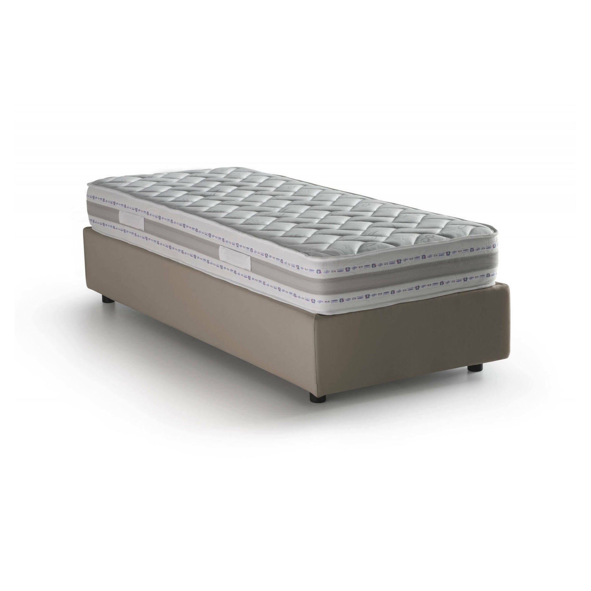 Cama individual Dabate, Cama contenedor con revestimiento de tela, 100% ...
