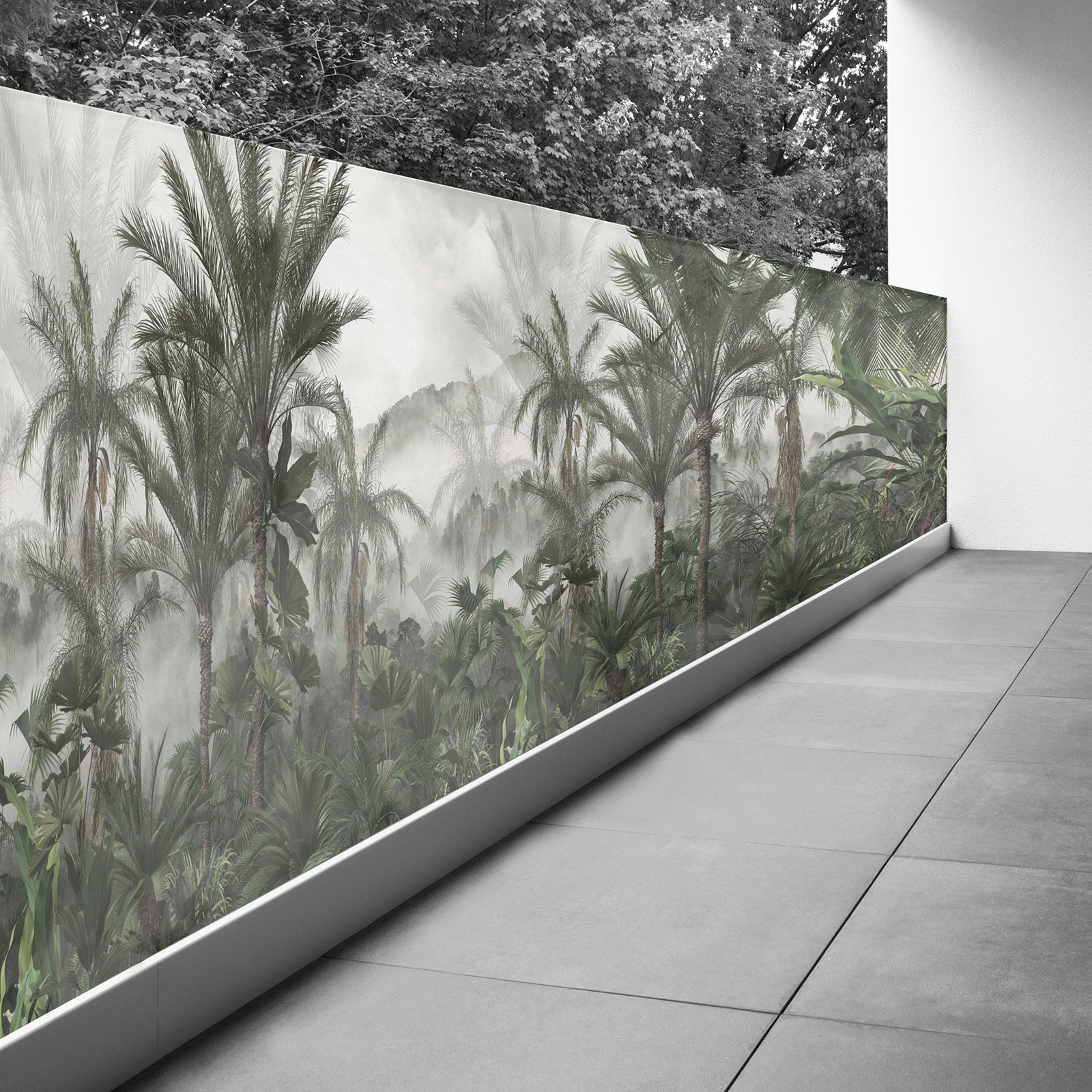 Brise vue Trompe l'oeil - 100x375 cm - Forêt tropicale - Bâche 80% d ...