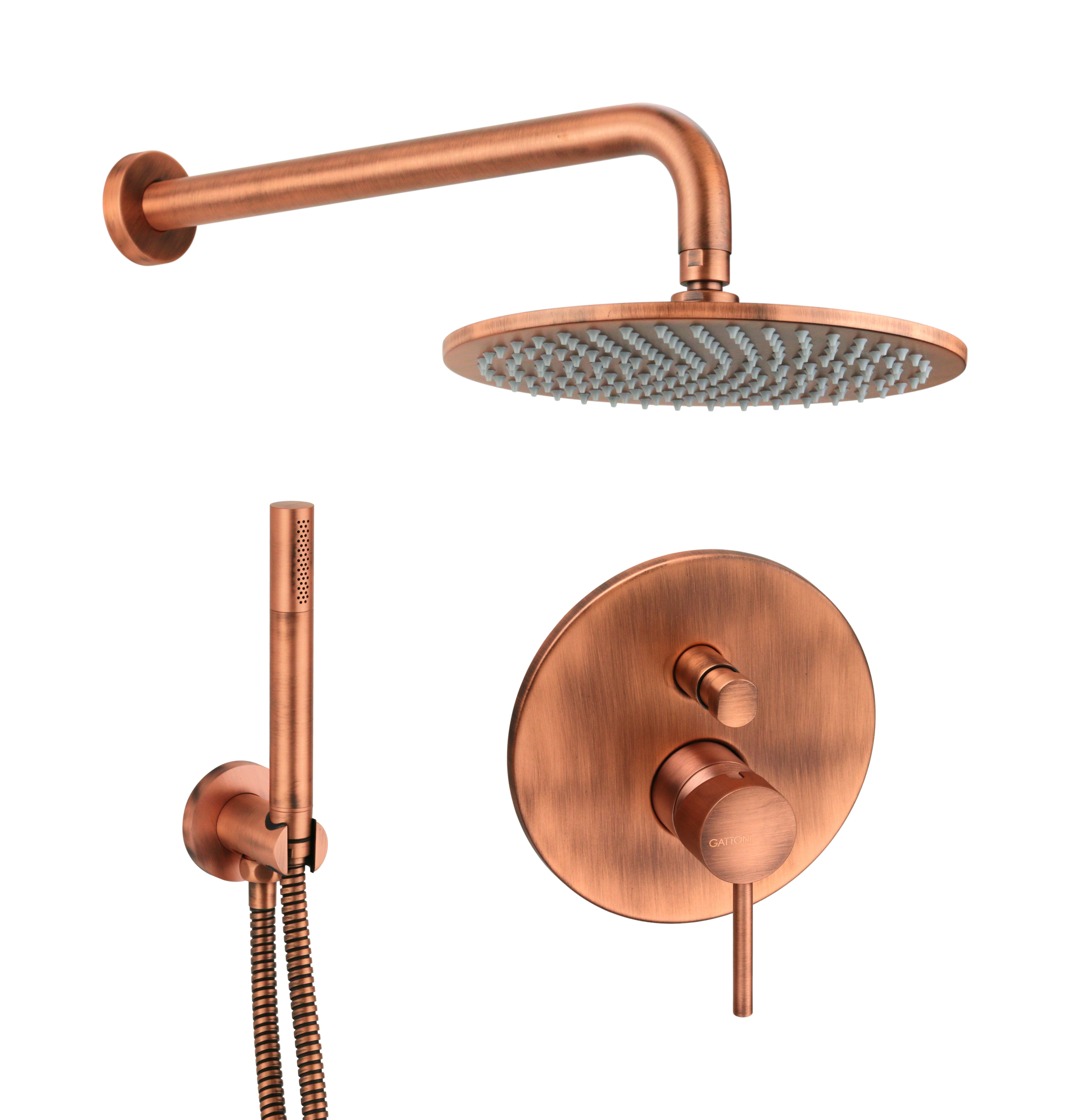 Ensemble de douche complet en bronze avec mitigeur de douche intégré à ...