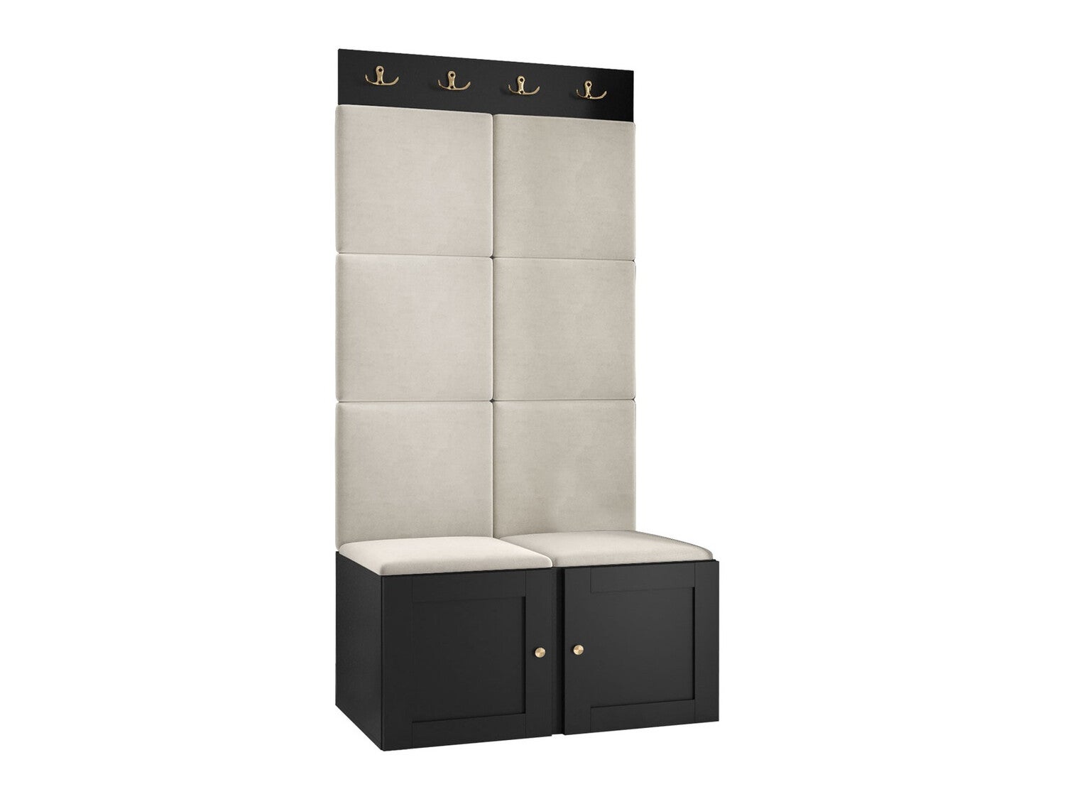 Meuble d'entrée Hartford 375, 186x84x46cm, Noir, Brun clair, MDF ...