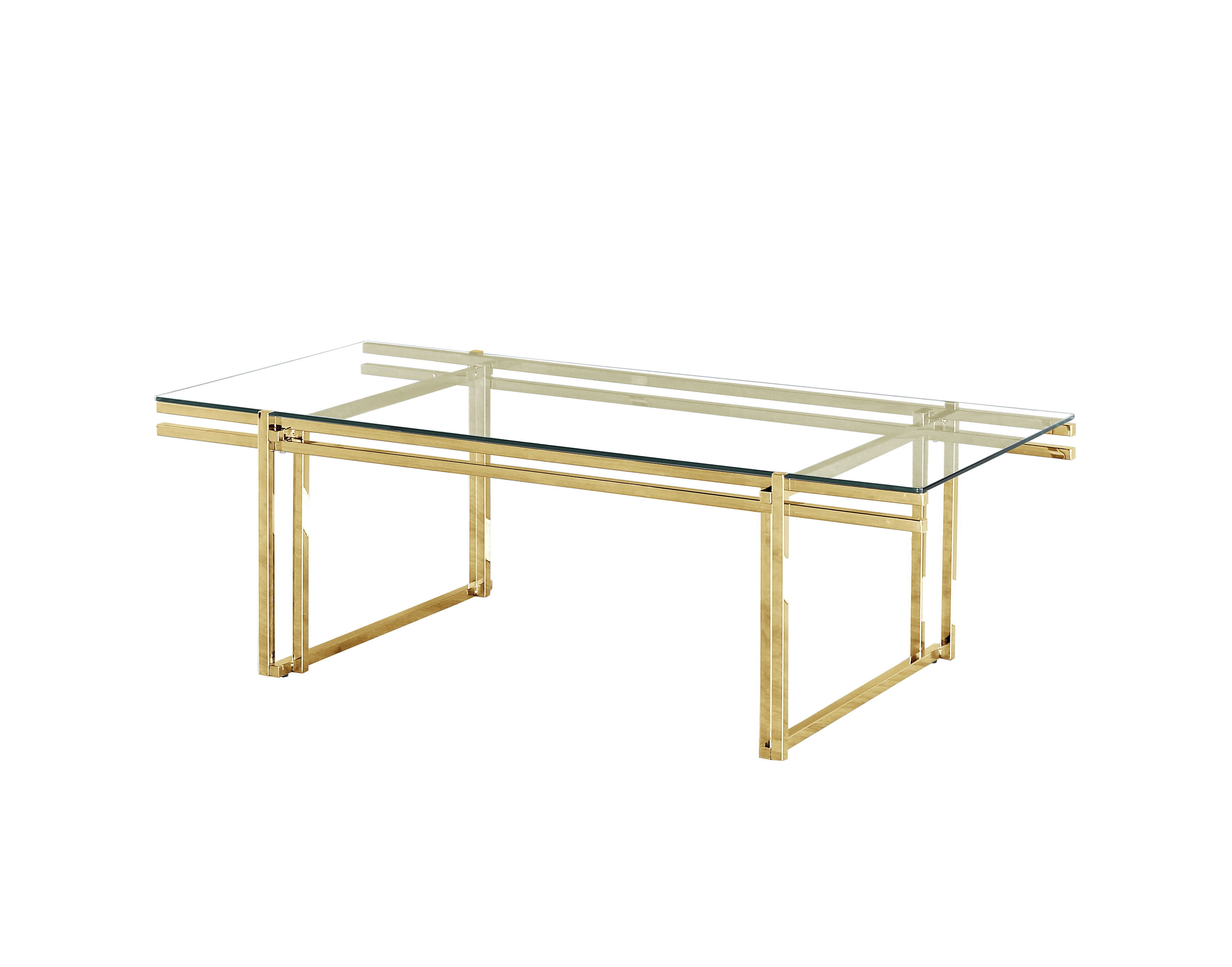 TABLE EN ACIER INOXYDABLE DORÉ/VERRE TREMPÉ | Leroy Merlin