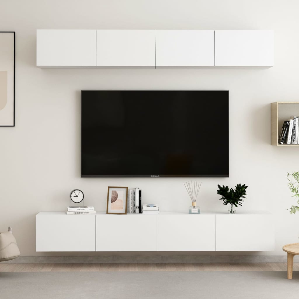 Maison Exclusive - Muebles de TV 4 uds madera de ingeniería blanco ...