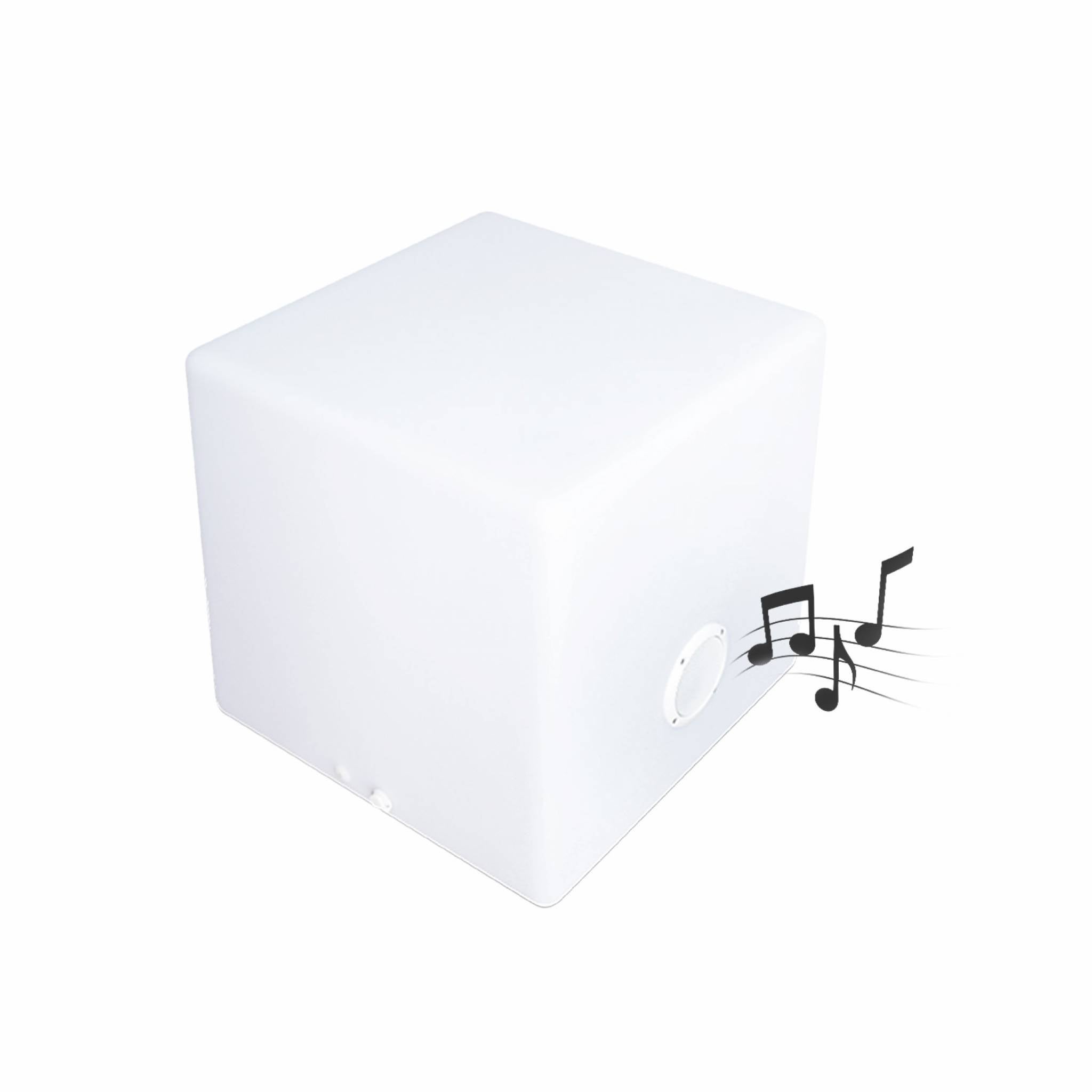 Cubo luminoso LED con batería y altavoz, Cubo 40 pop, Blanco, 40x40x40 ...