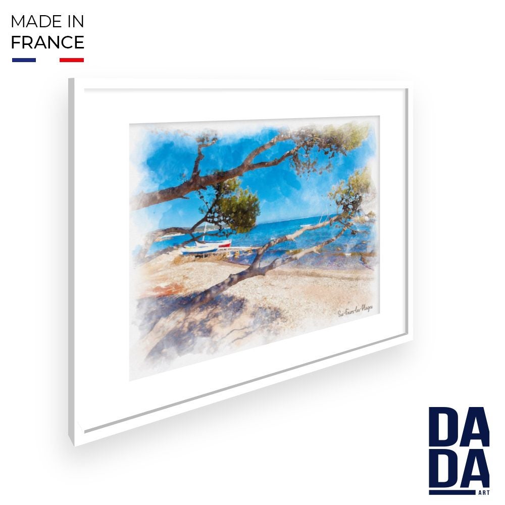 Image encadrée Côte de Six-fours-les-plages / 30x40 cm / Cadre Blanc ...