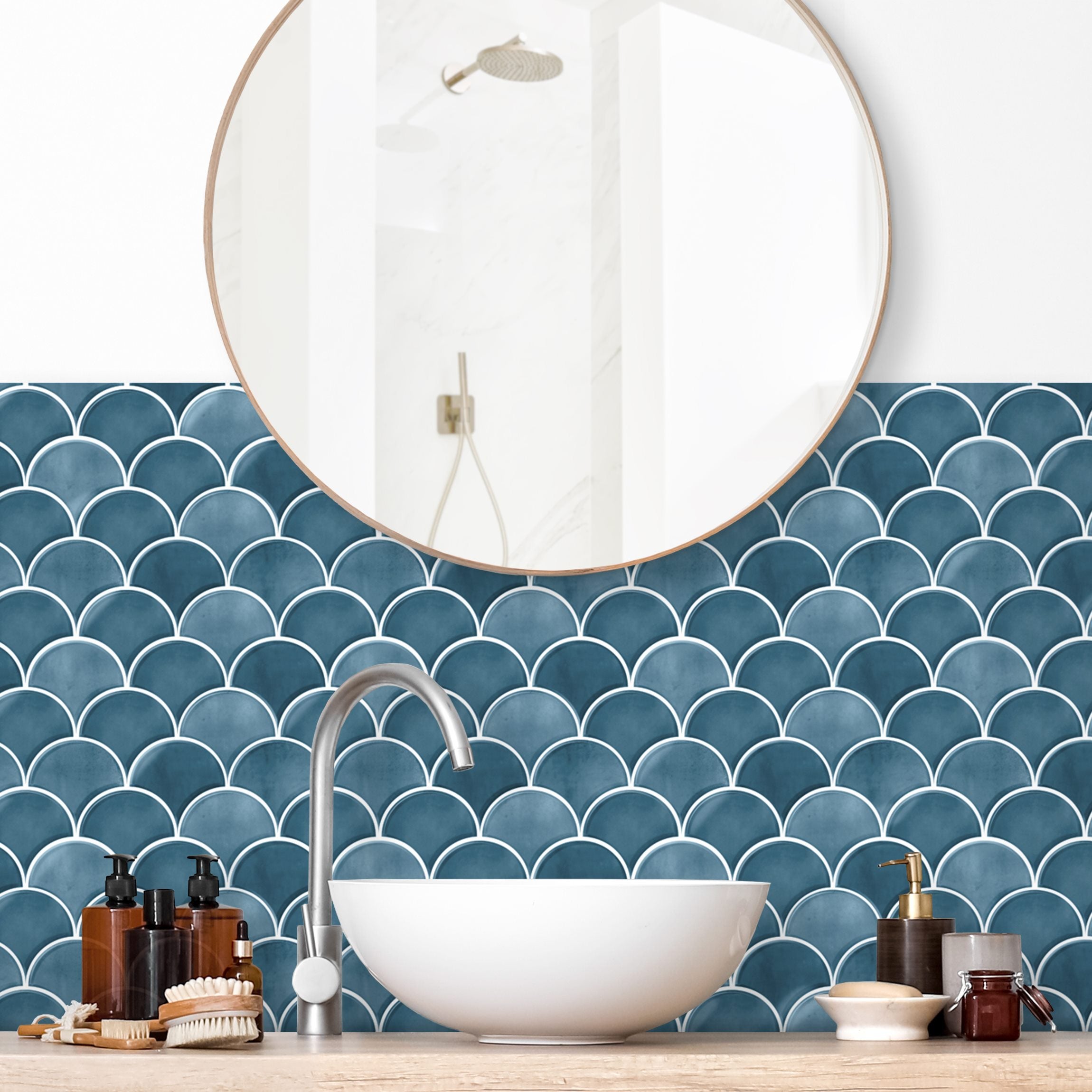 Revestimiento de pared para baño - Fish Scale Tiles Ceramic Look Light ...