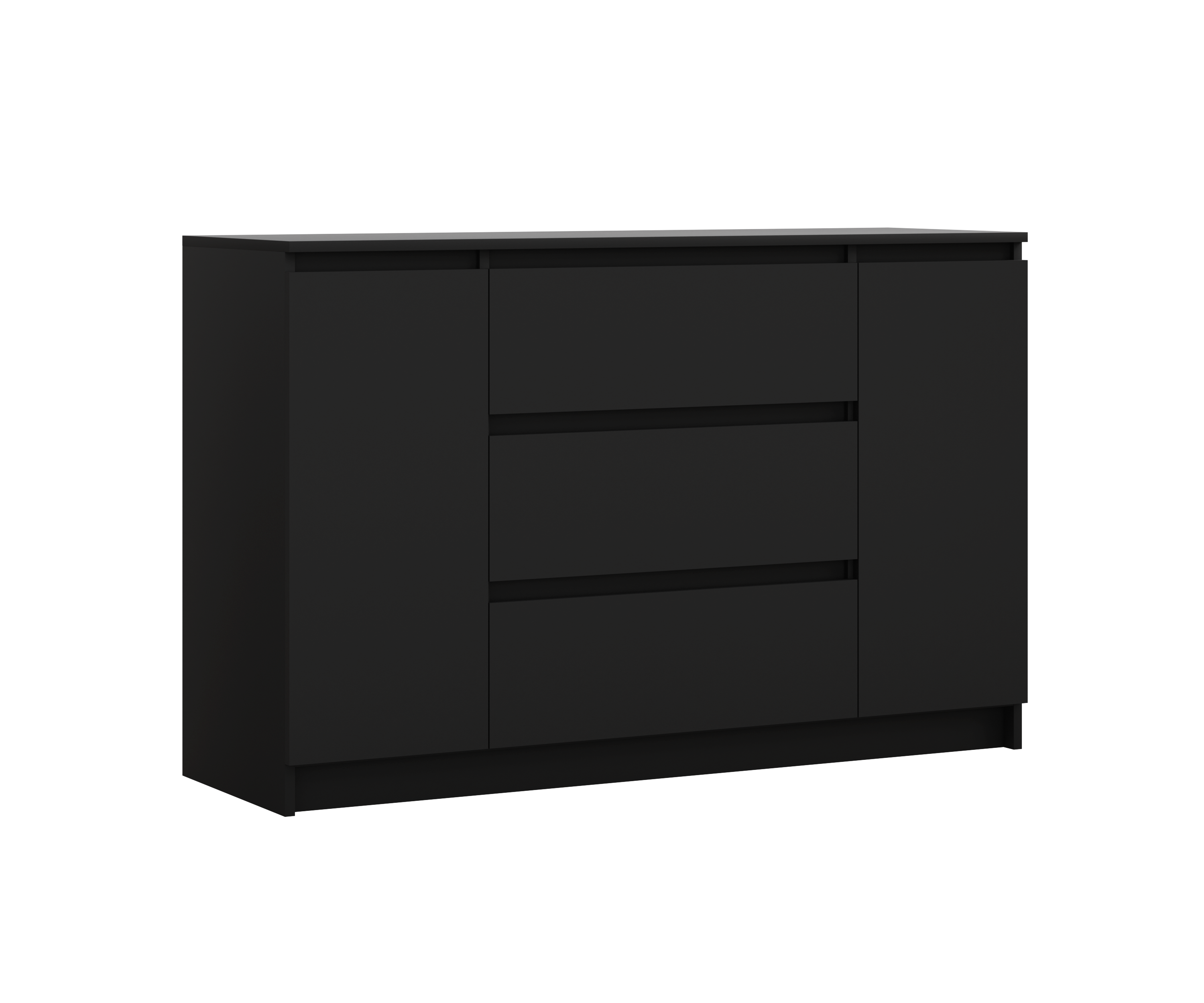 Commode, noir mat, 120 x 39 x 78 cm, 2 portes, 3 tiroirs | Leroy Merlin