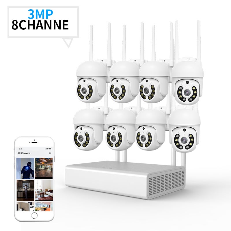 Caméra de surveillance XIAOVV 8CH Caméra IP 3MP WIFI 360° IP66 Vision ...