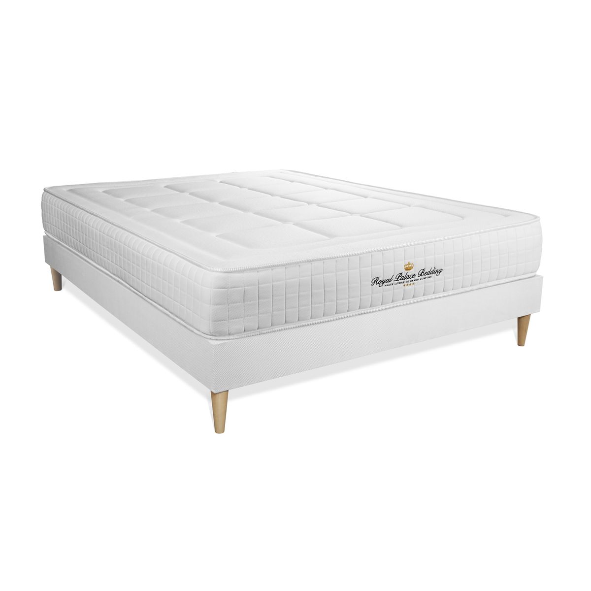 Ensemble matelas 140 x 200 cm Balmoral - Mémoire de forme - Ep : 24 cm - Ferme - sommier Blanc ...