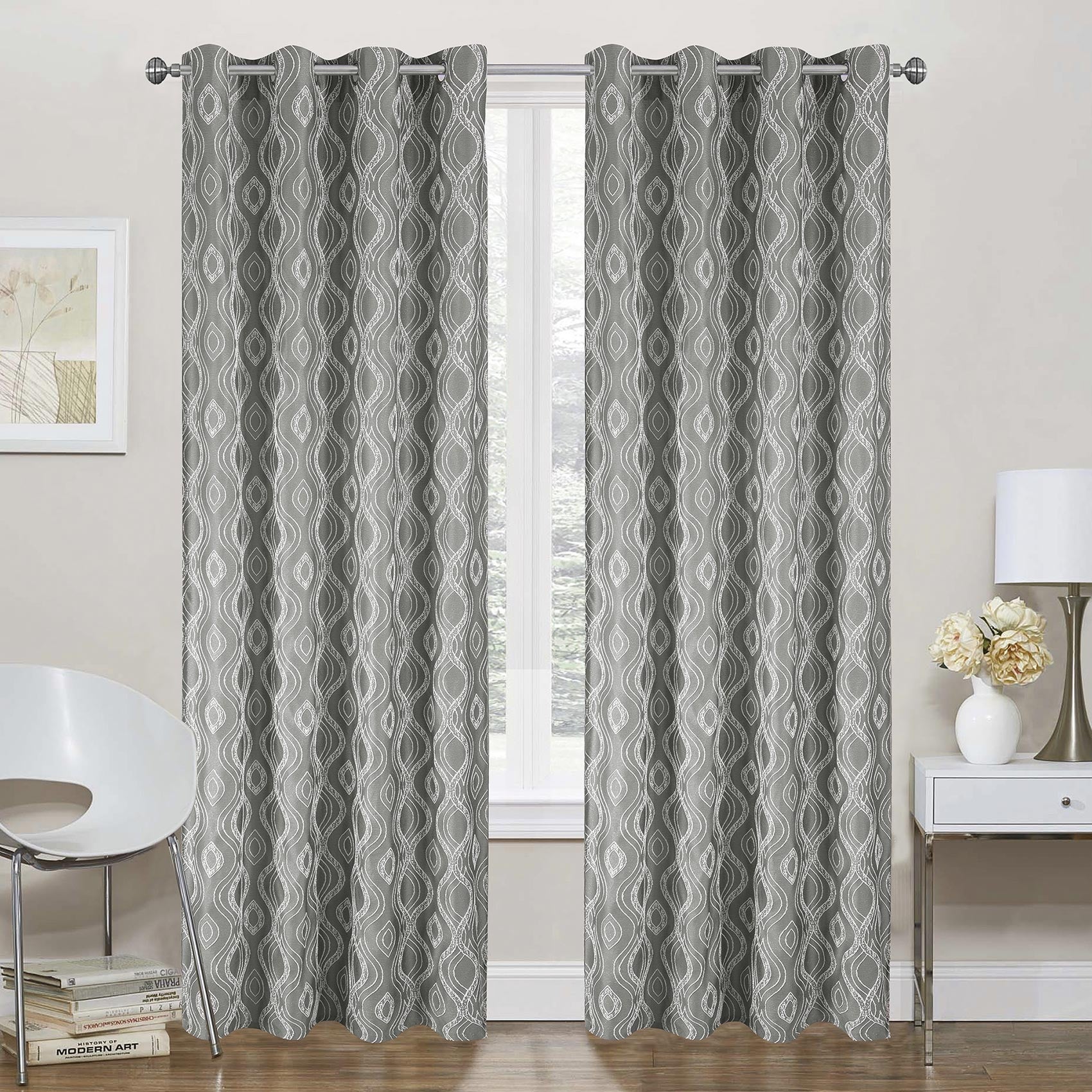 Paire de rideaux obscurcissant à motifs - Gris clair - 140x260 cm ...