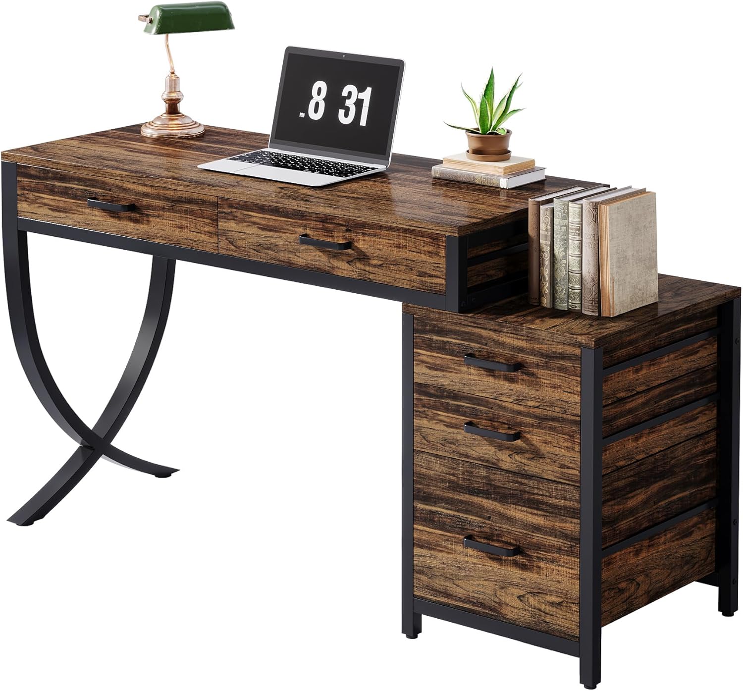 Tribesigns Bureau d'ordinateur avec 5 tiroirs, bureau réversible avec ...