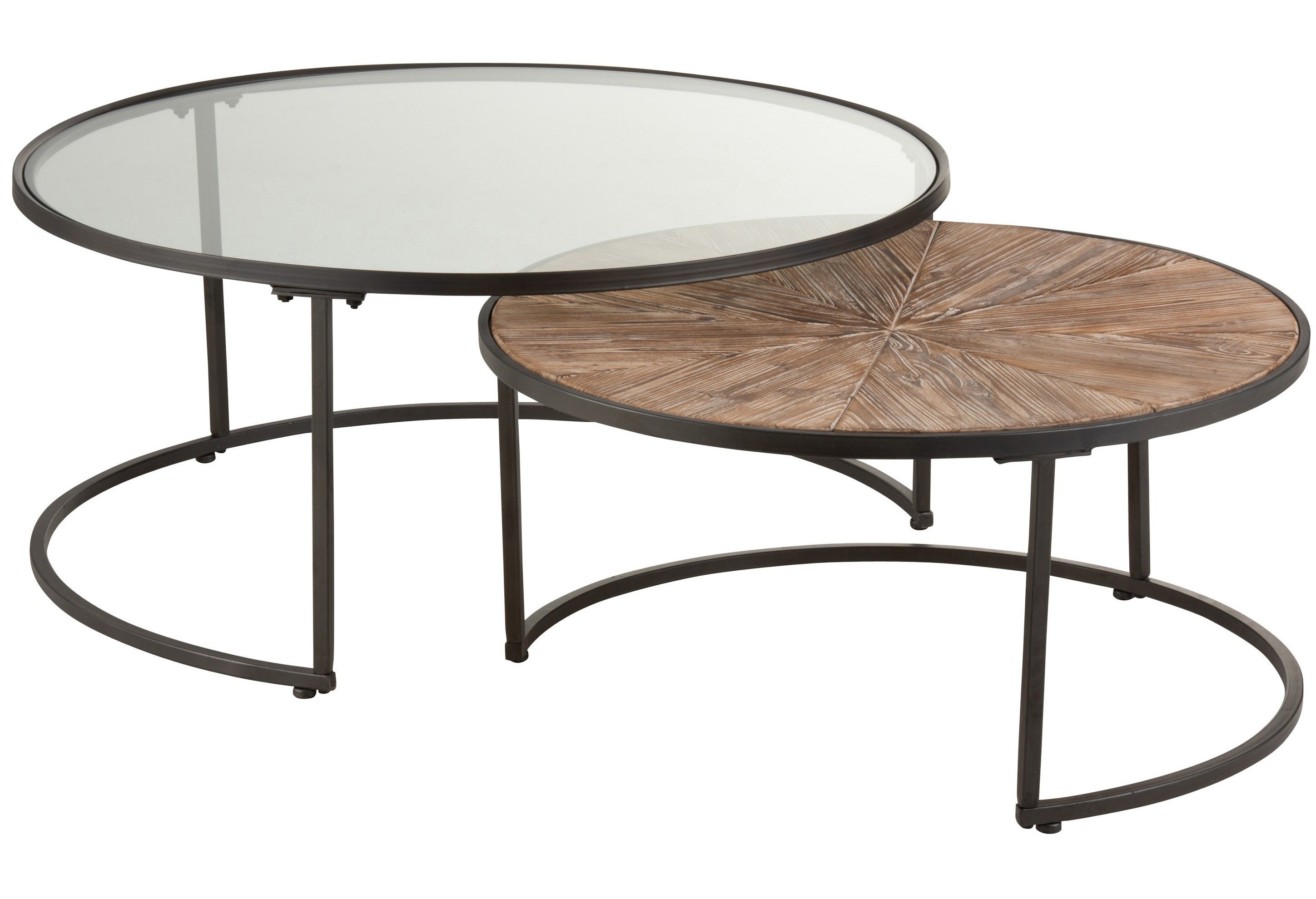 Table d'appoint gigogne ronde bois massif foncé Jila - Lot de 2 | Leroy ...