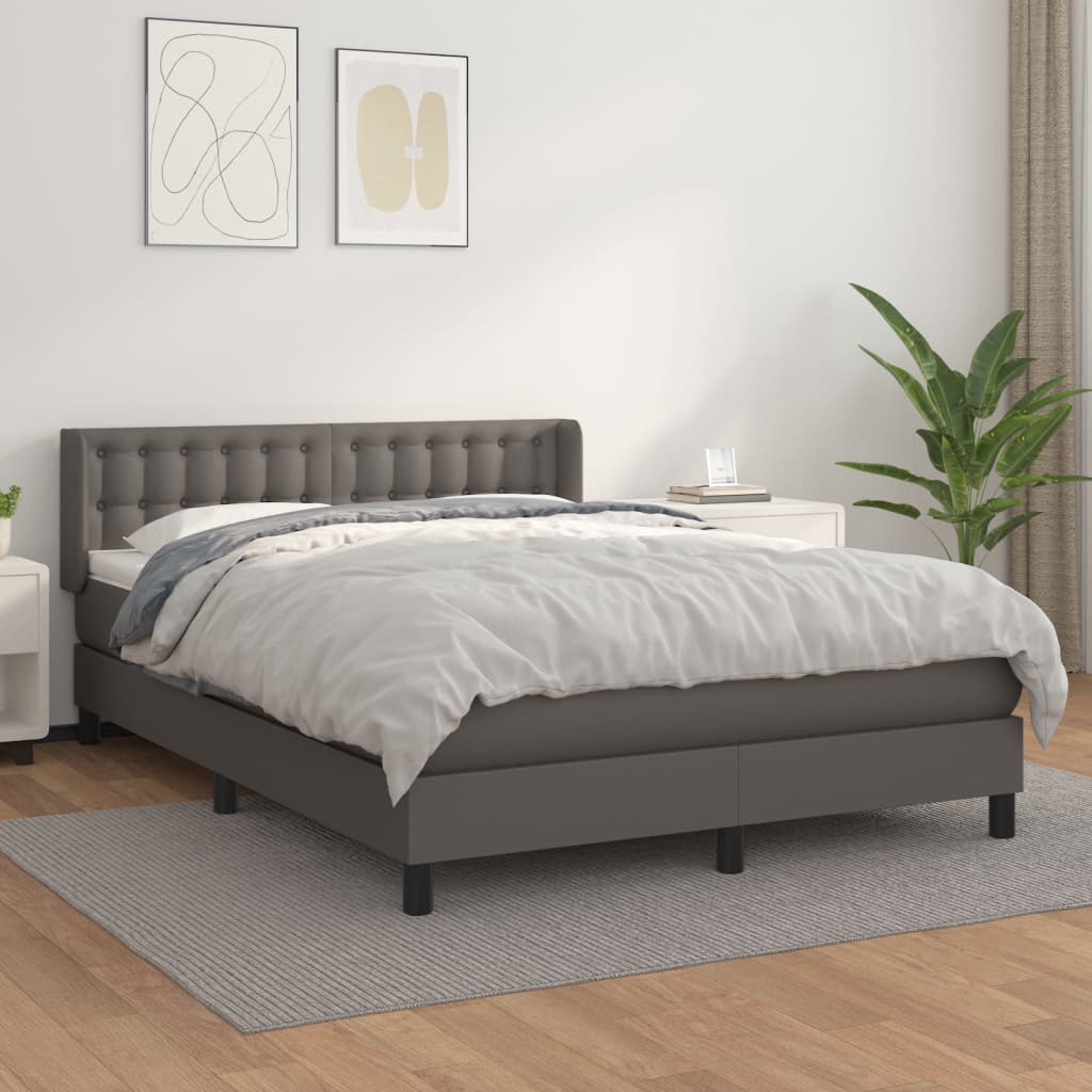 Maison Exclusive - Cama box spring con colchón cuero sintético gris ...