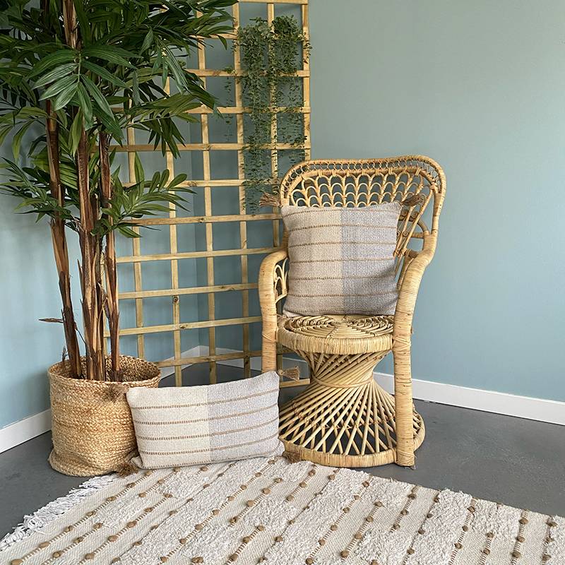 Funda de cojín de algodón con yute Aqu 45x45 Azul | Leroy Merlin